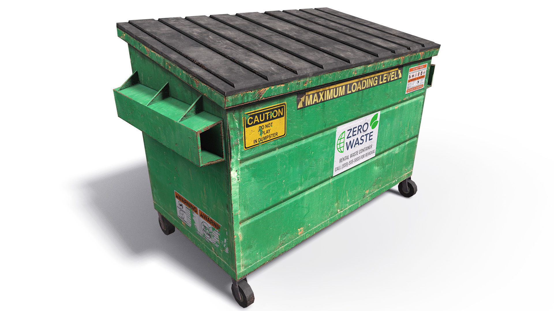 3D model Worn Dumpster Trash can Outdoor Low Poly Game Asset VR / AR ...