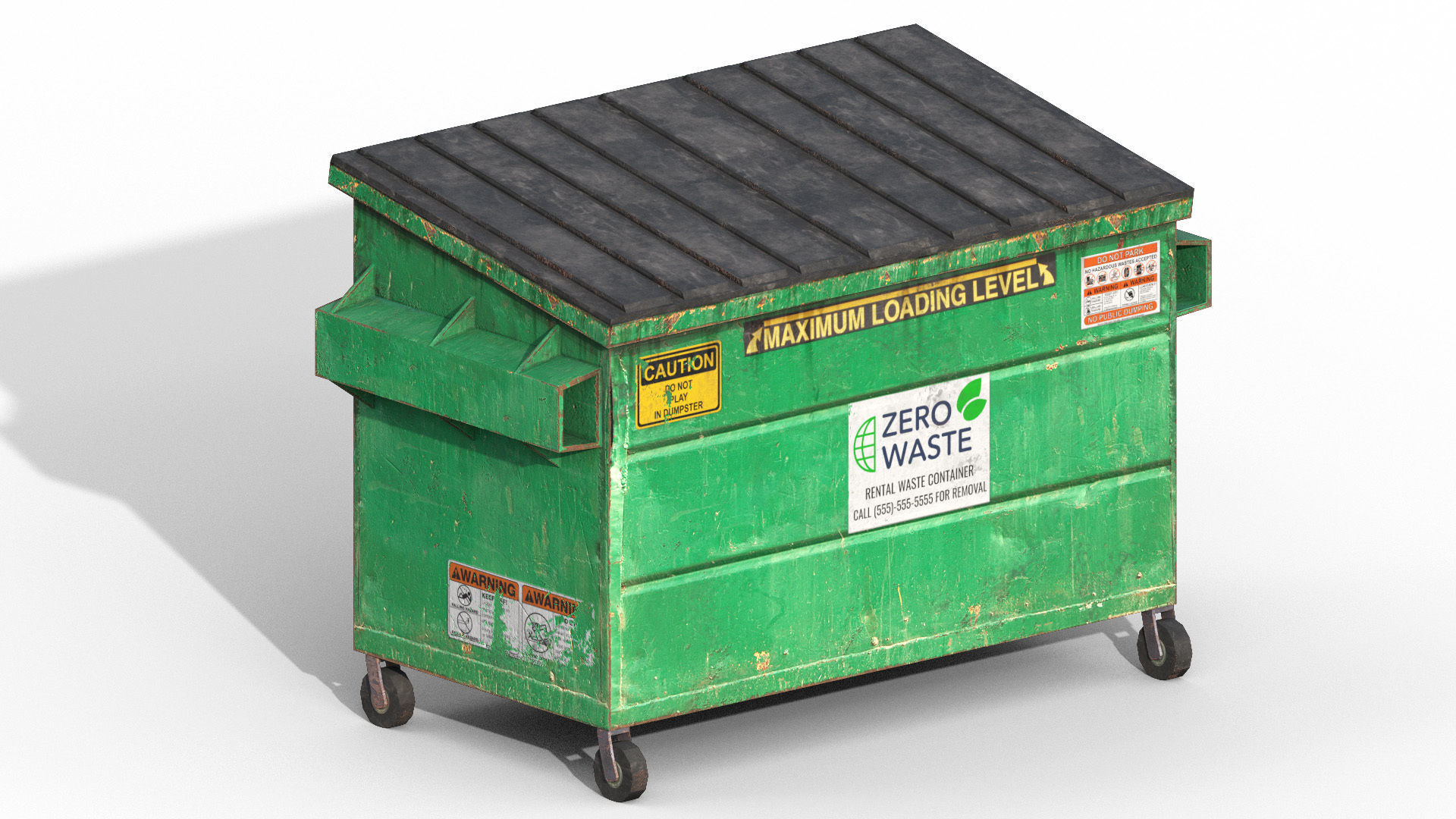 3D model Worn Dumpster Trash can Outdoor Low Poly Game Asset VR / AR ...
