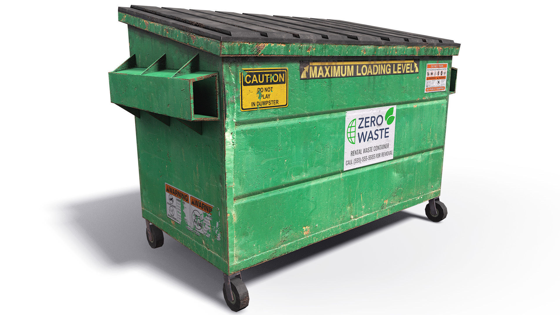 3D model Worn Dumpster Trash can Outdoor Low Poly Game Asset VR / AR ...