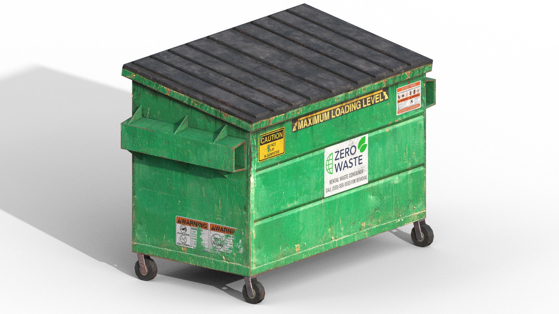 3D model Worn Dumpster Trash can Outdoor Low Poly Game Asset VR / AR / low-poly | CGTrader
