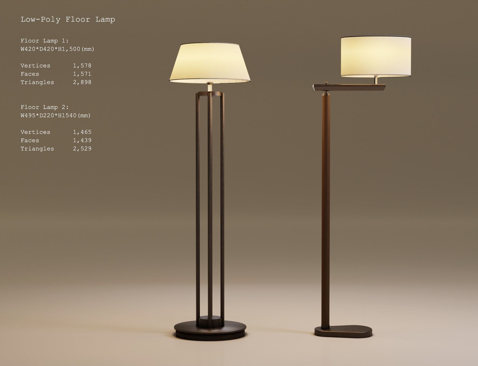 3D model Low-Poly 2 Floor Lamps VR / AR / low-poly | CGTrader