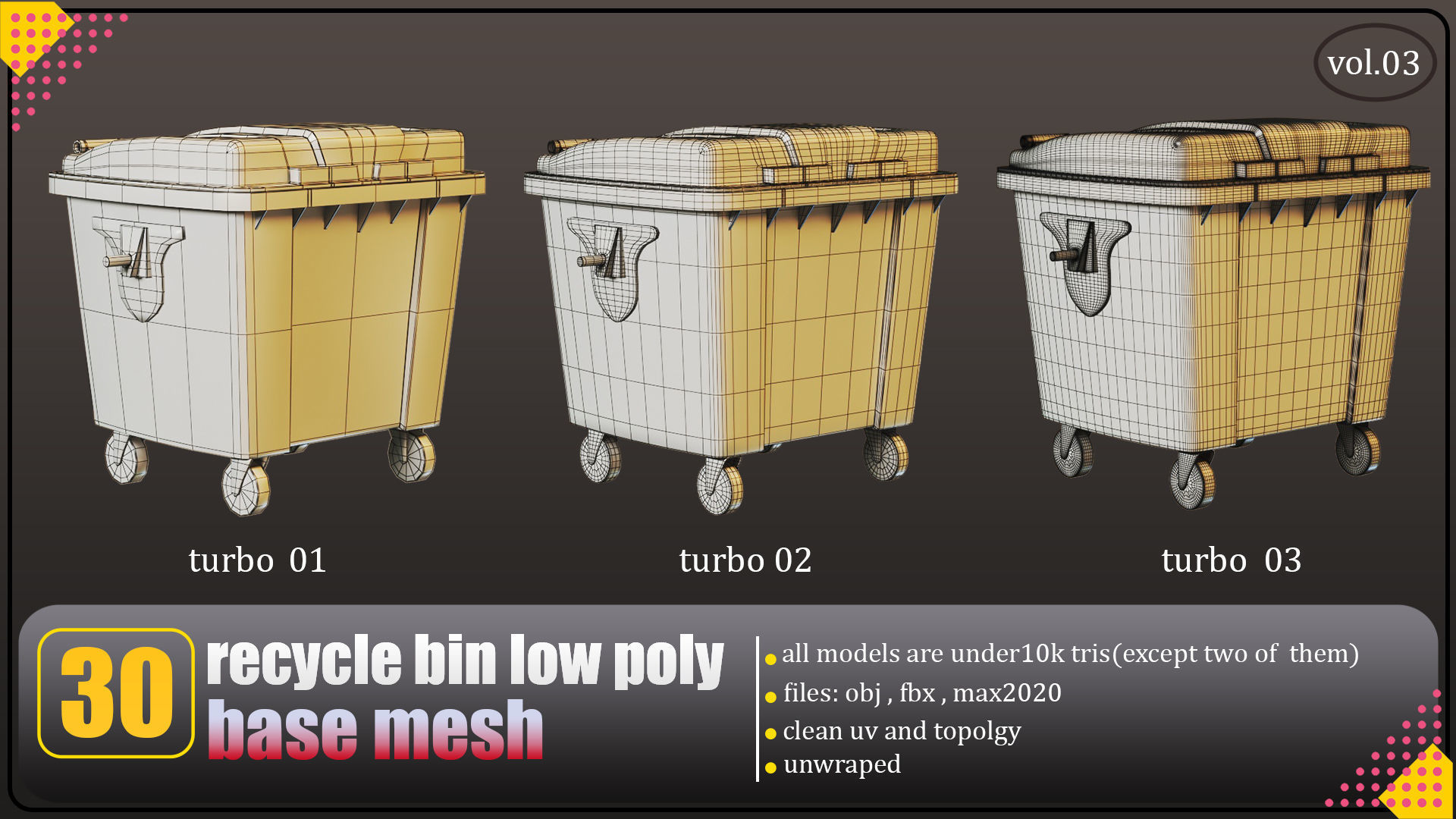 3D model 30 recycle bin lowpoly base mesh VR / AR / low-poly | CGTrader