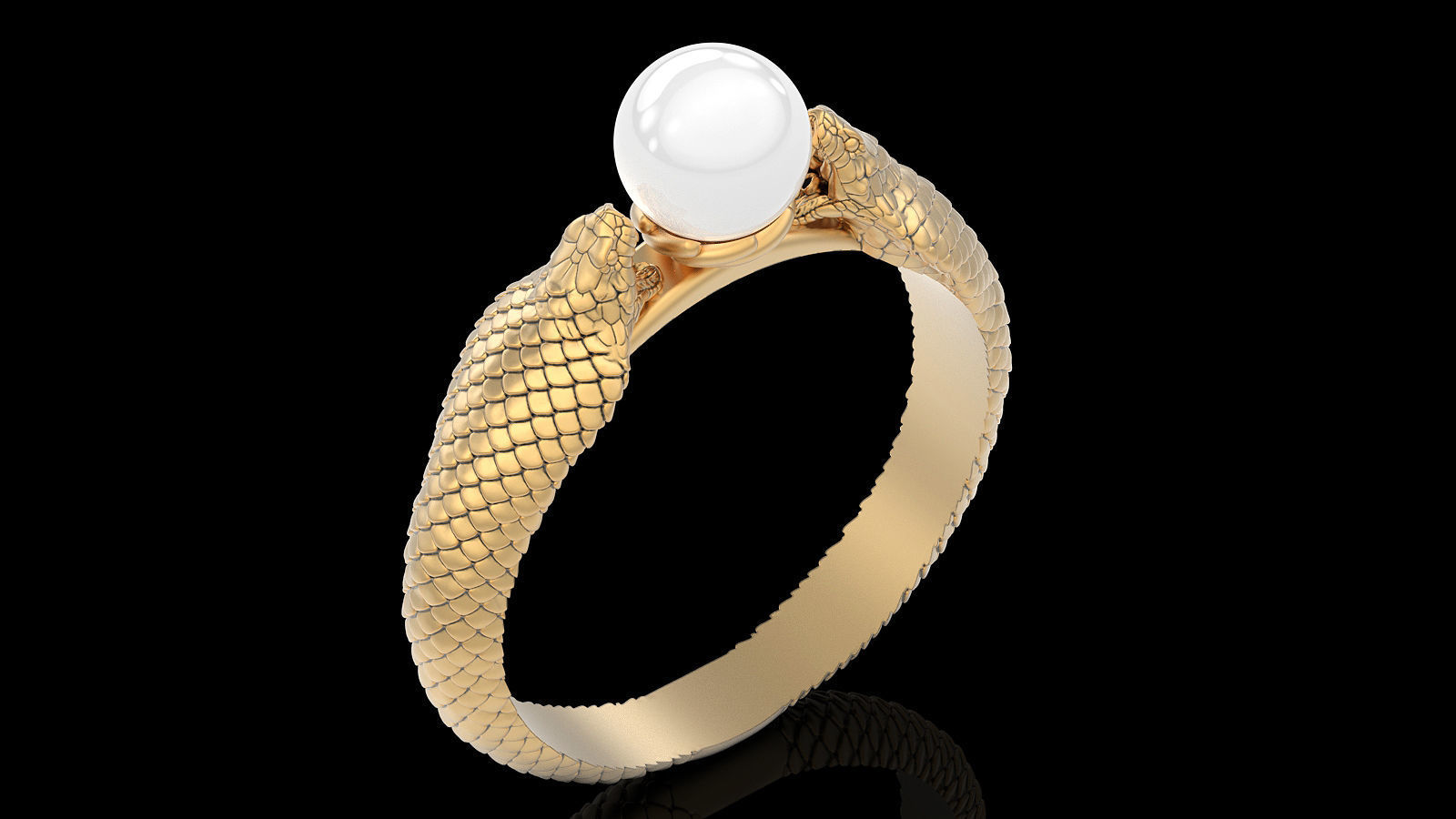 Pearl snake ring silver gold printable jewelry 3D model 3D model 3D ...