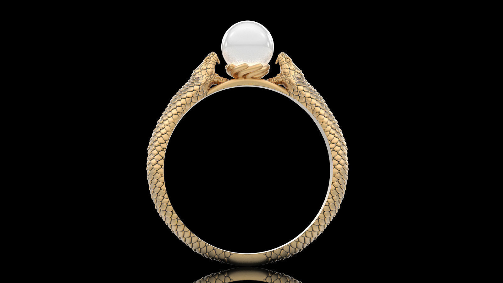 Pearl snake ring silver gold printable jewelry 3D model 3D model 3D ...