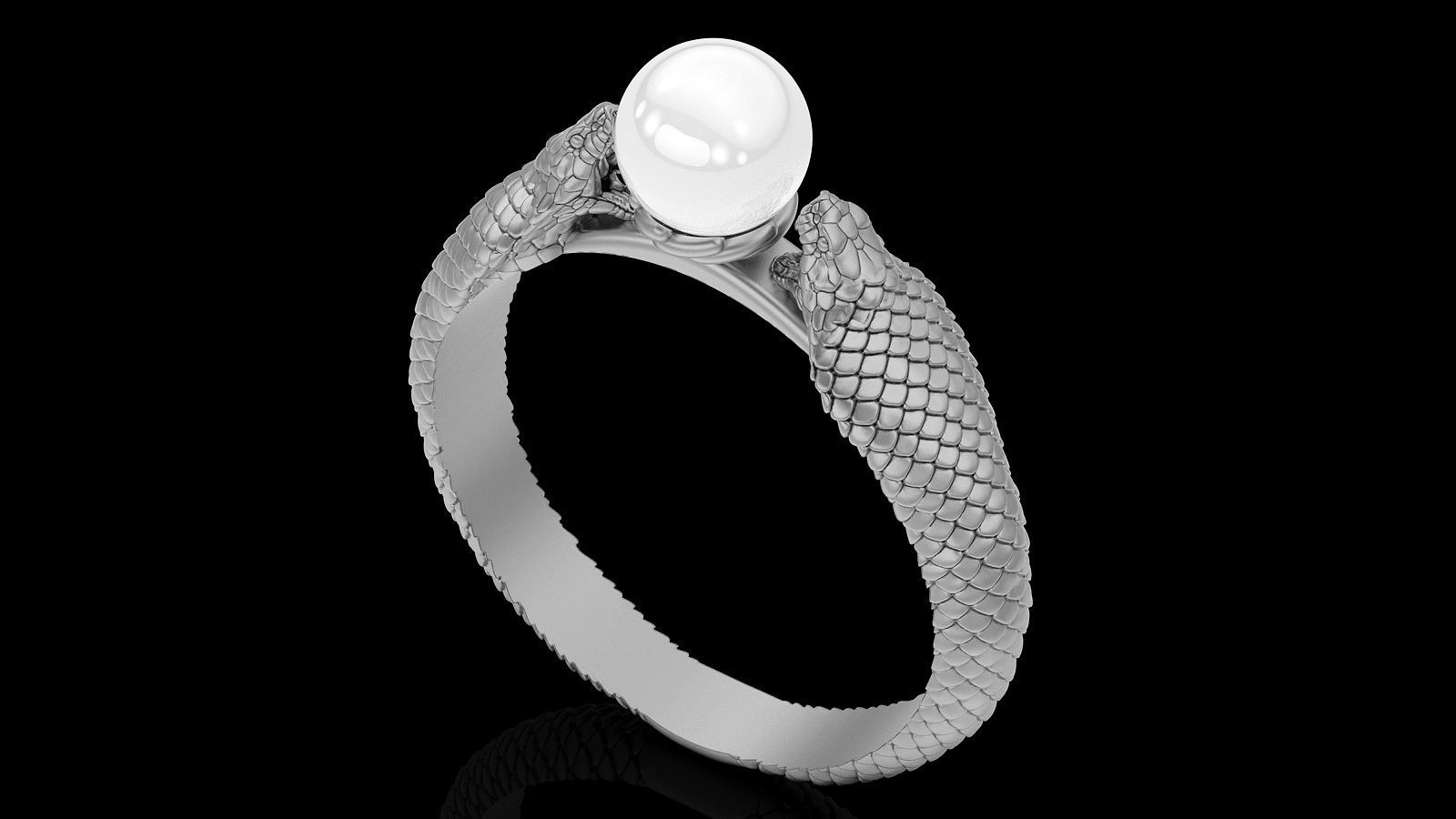 Pearl snake ring silver gold printable jewelry 3D model 3D model 3D ...