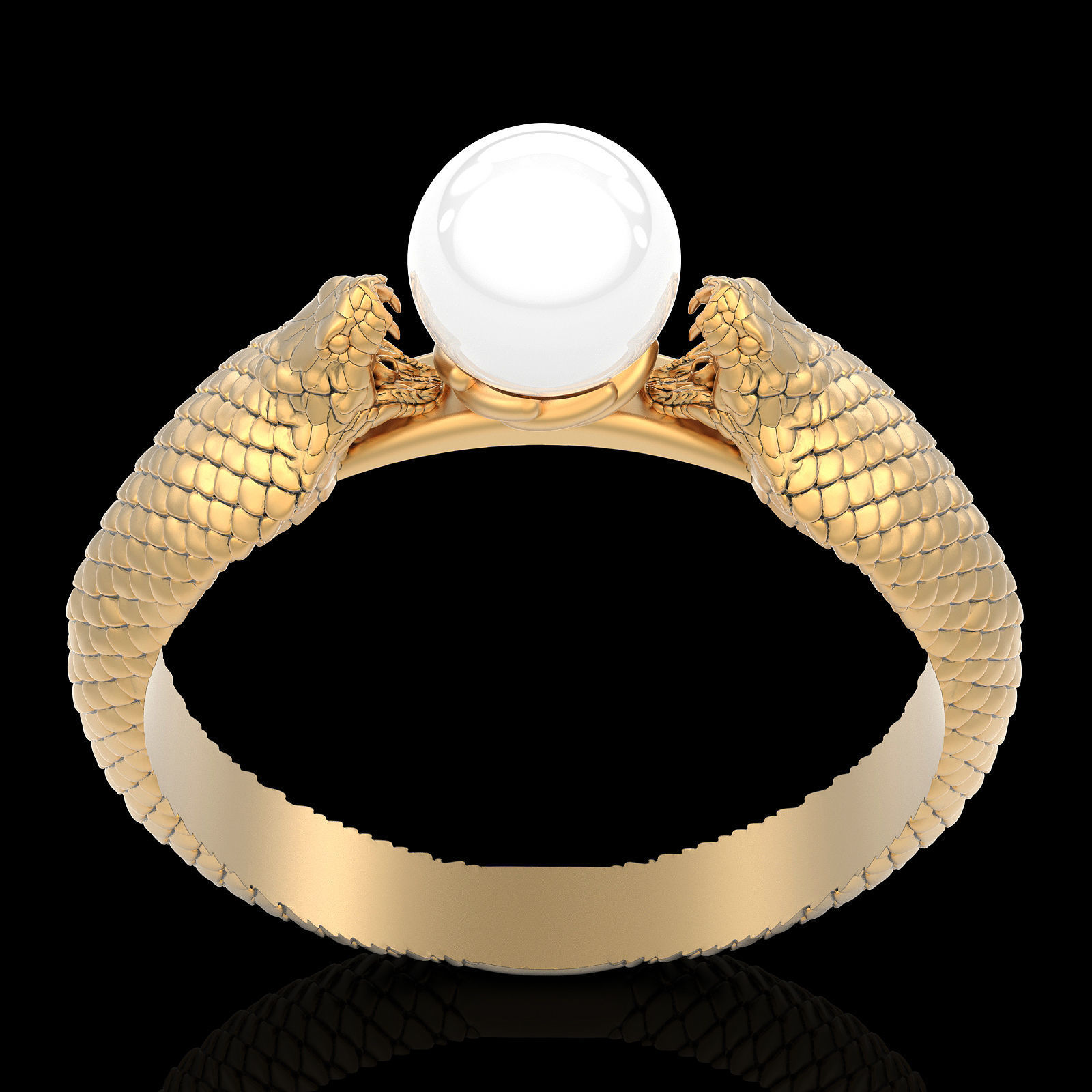 Pearl snake ring silver gold printable jewelry 3D model 3D model 3D ...