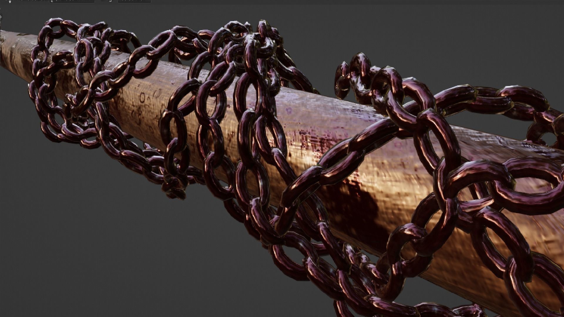 3D model POST APOCALYPTIC MELEE WEAPON CHAINED BAT BLOOD STAINED VR ...