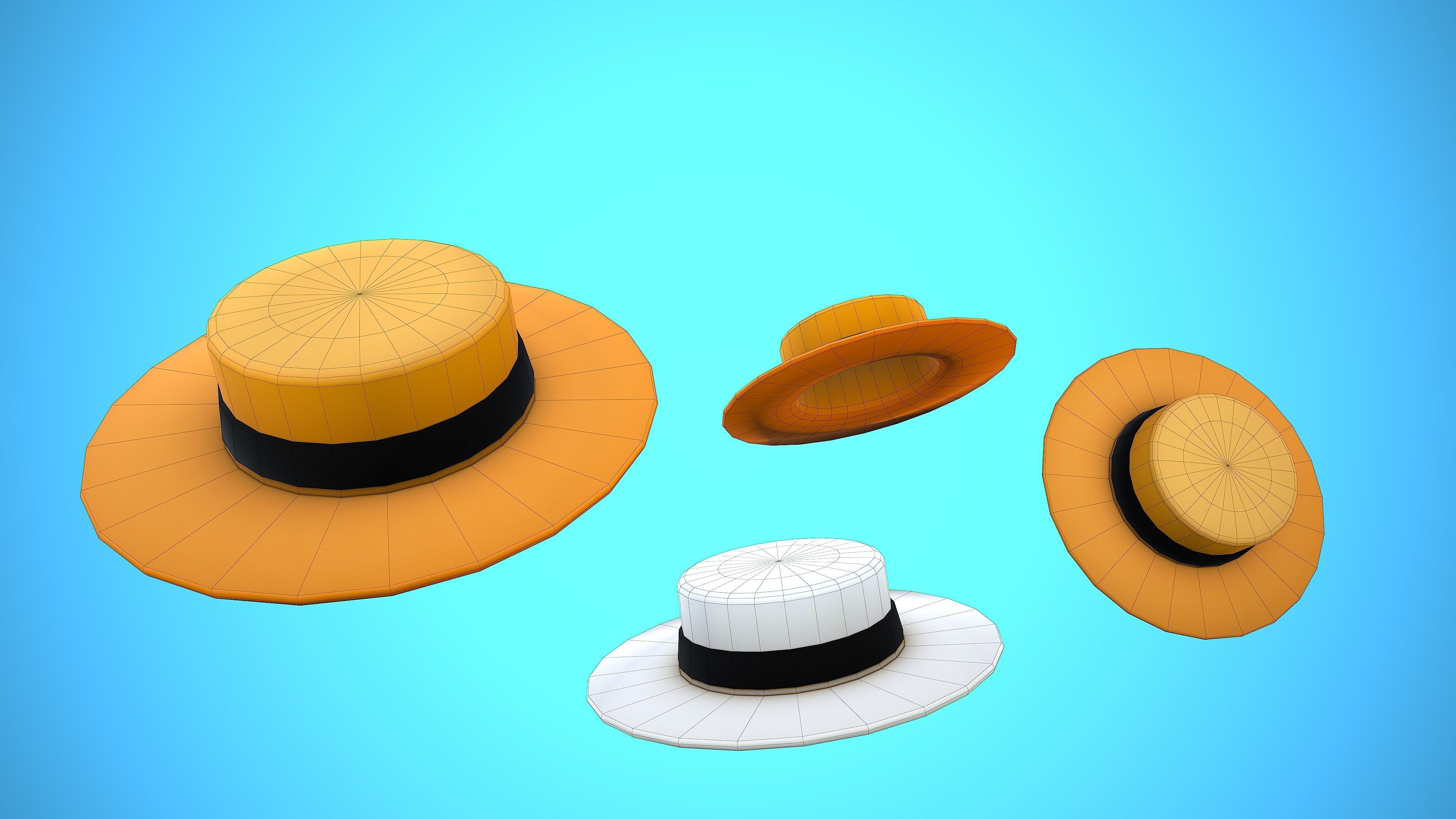 3D model STRAW BOATER HAT CARTOON STYLIZED VR / AR / low-poly | CGTrader
