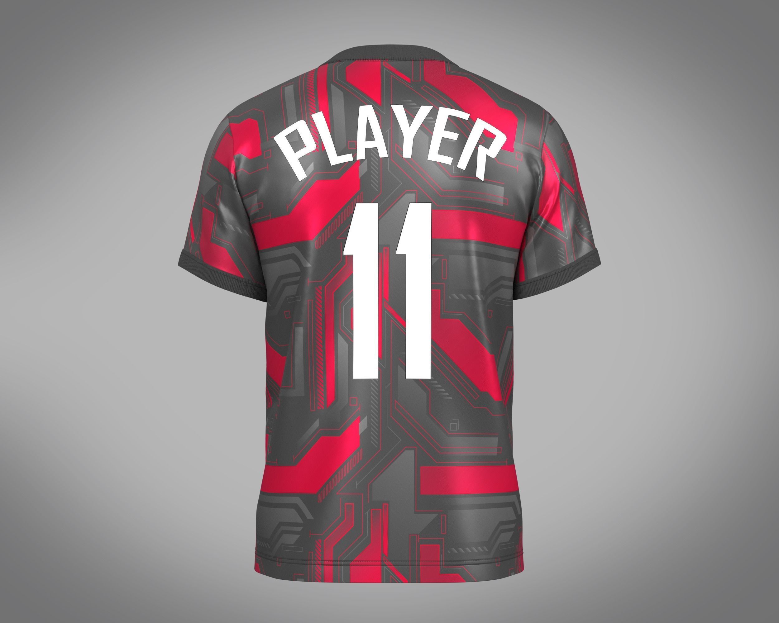 Soccer Football Rust Red with Ash color Jersey Player-11 3D model ...