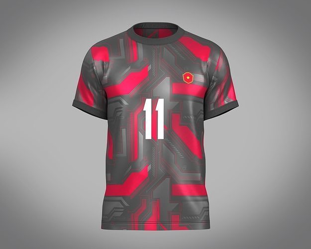 Soccer Football Rust Red with Ash color Jersey Player-11 3D model ...