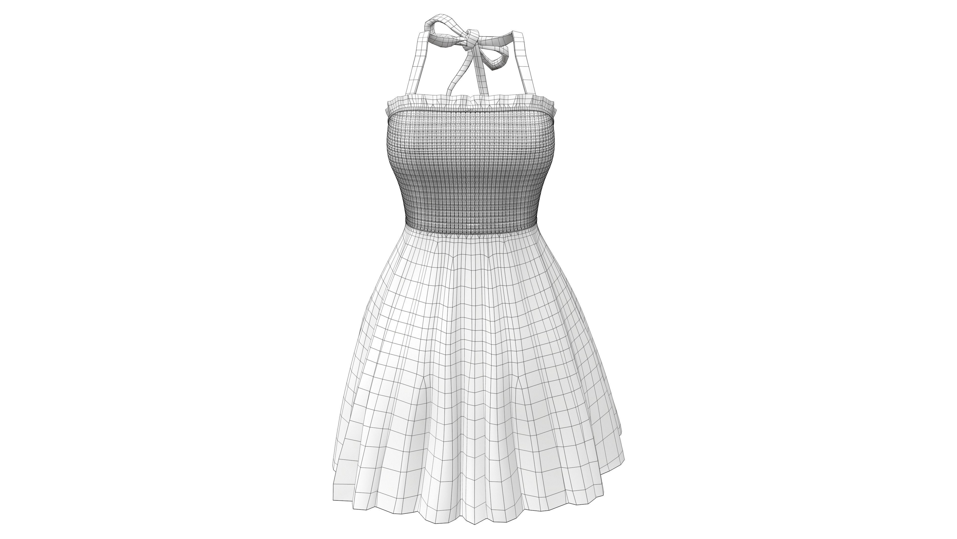 3D model Tie Backless Bodice Halter Dress VR / AR / low-poly | CGTrader