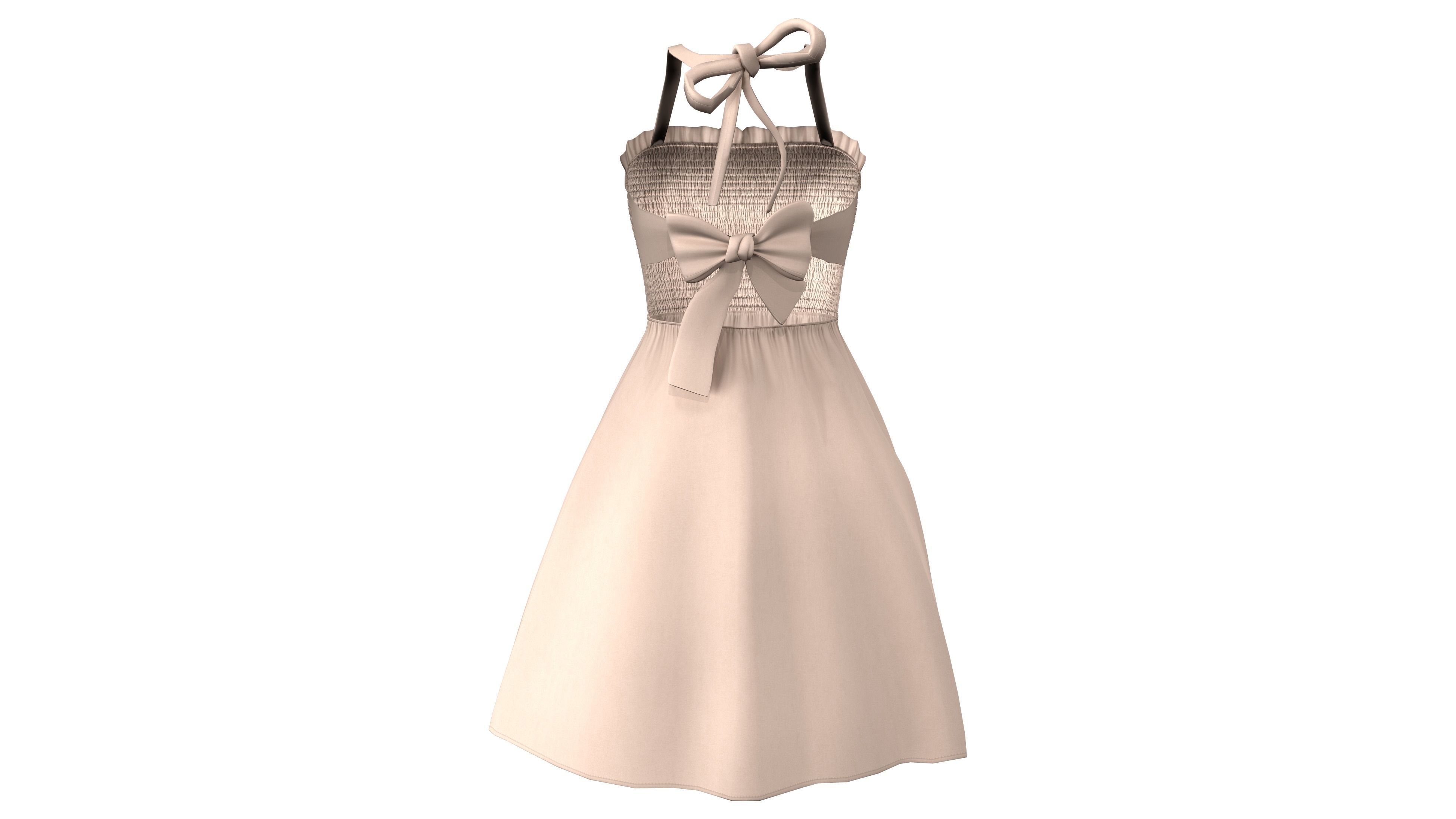 3D model Tie Backless Bodice Halter Dress VR / AR / low-poly | CGTrader