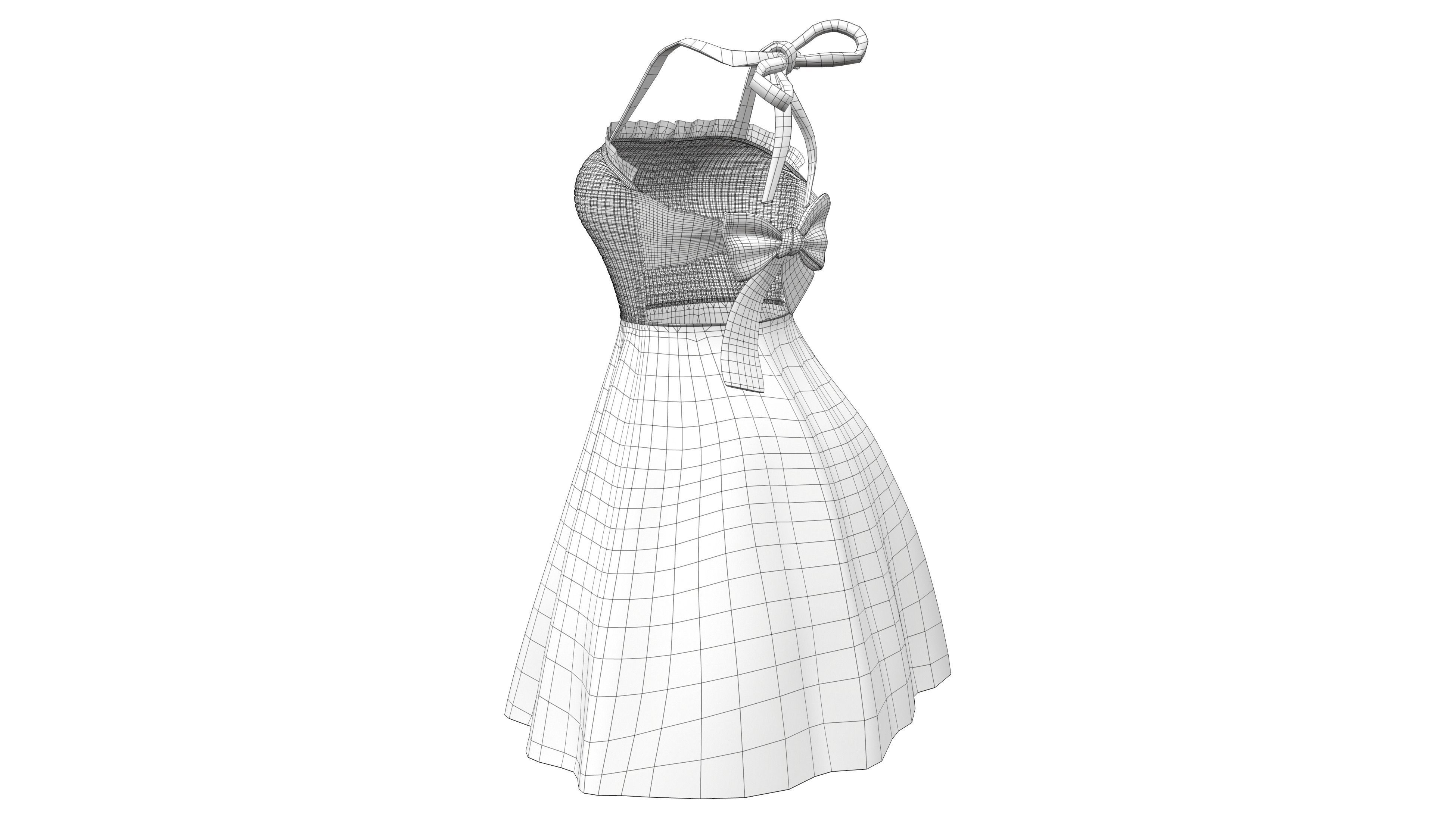 3D model Tie Backless Bodice Halter Dress VR / AR / low-poly | CGTrader