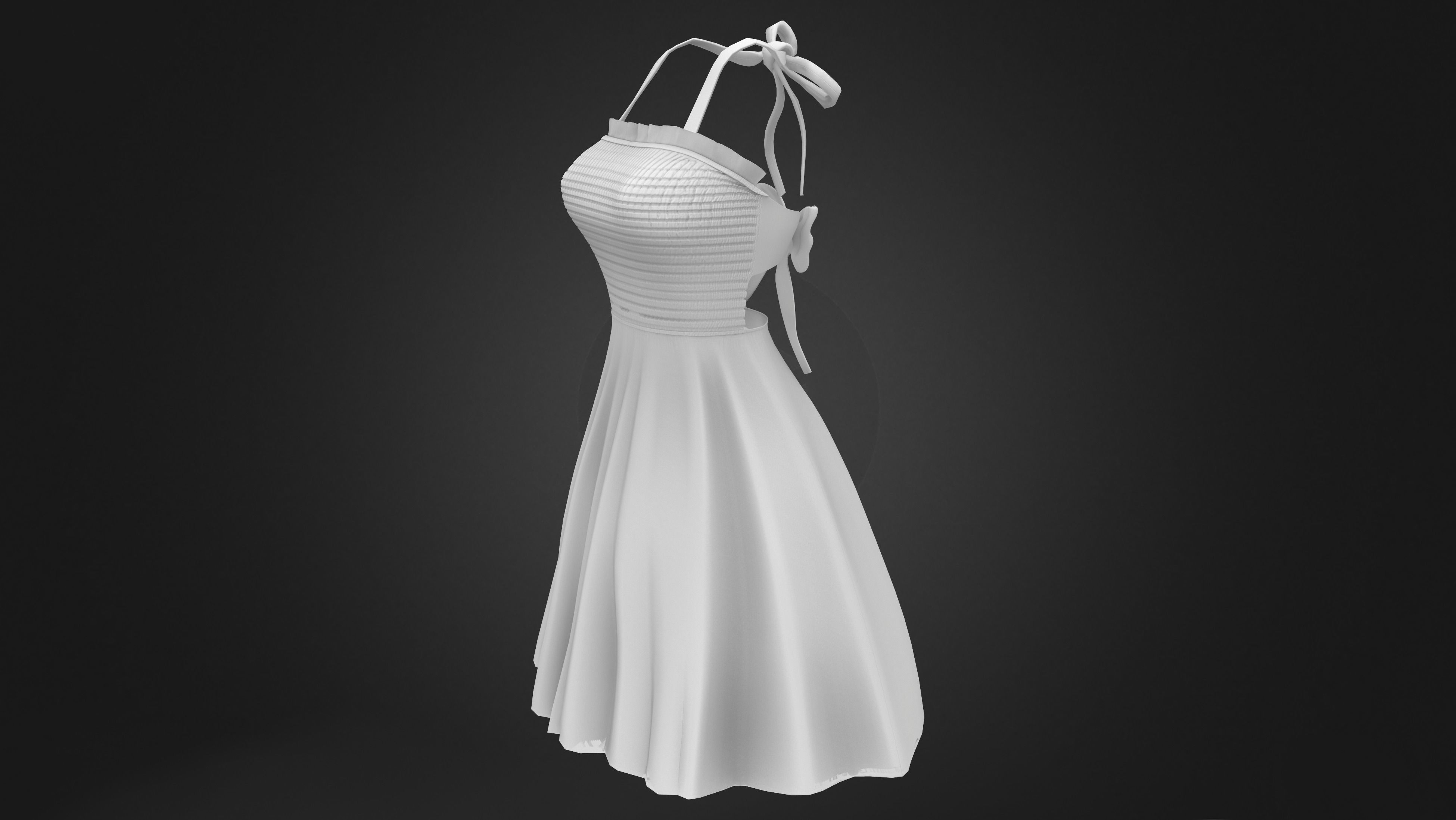 3D model Tie Backless Bodice Halter Dress VR / AR / low-poly | CGTrader