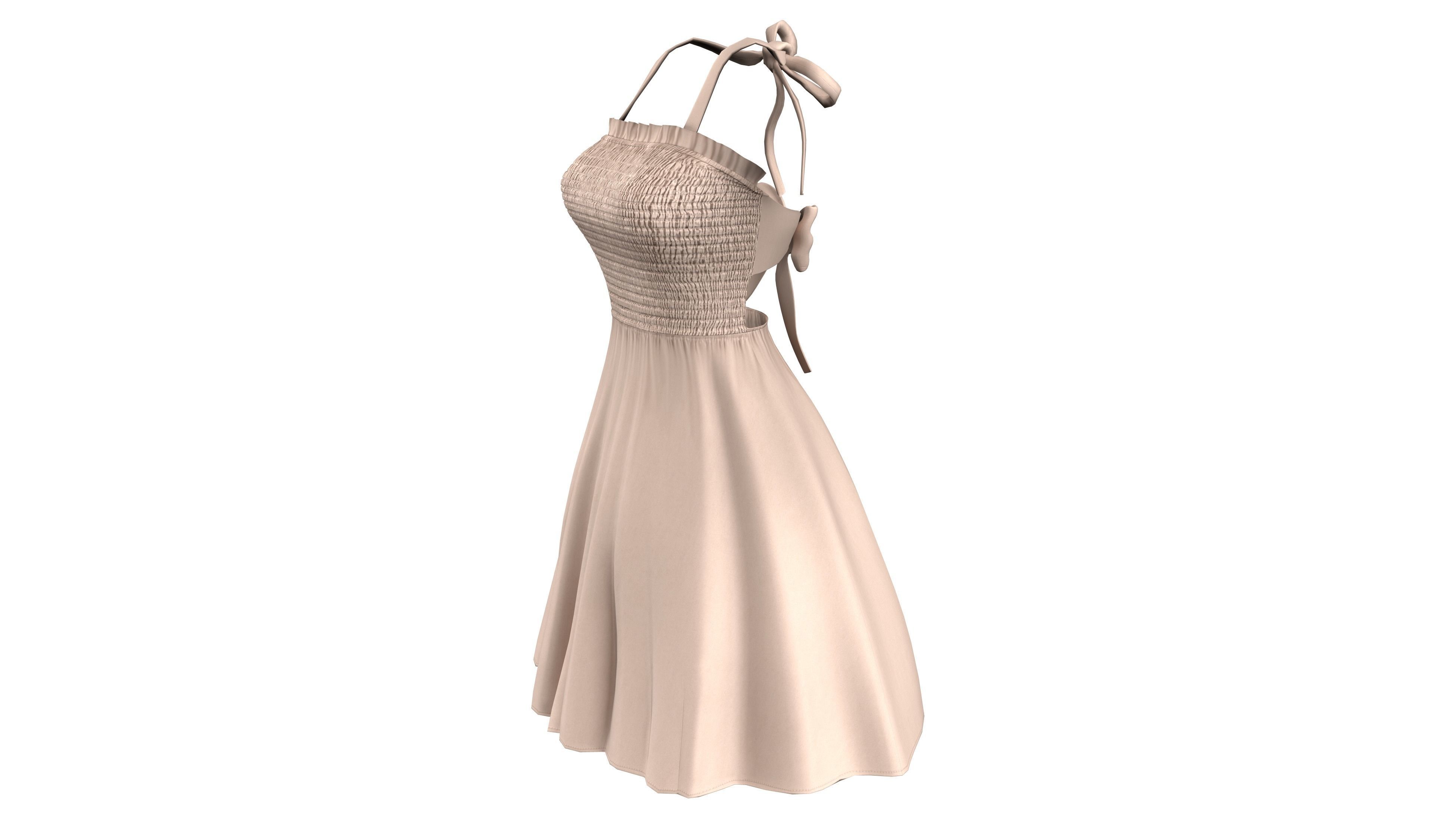 3D model Tie Backless Bodice Halter Dress VR / AR / low-poly | CGTrader