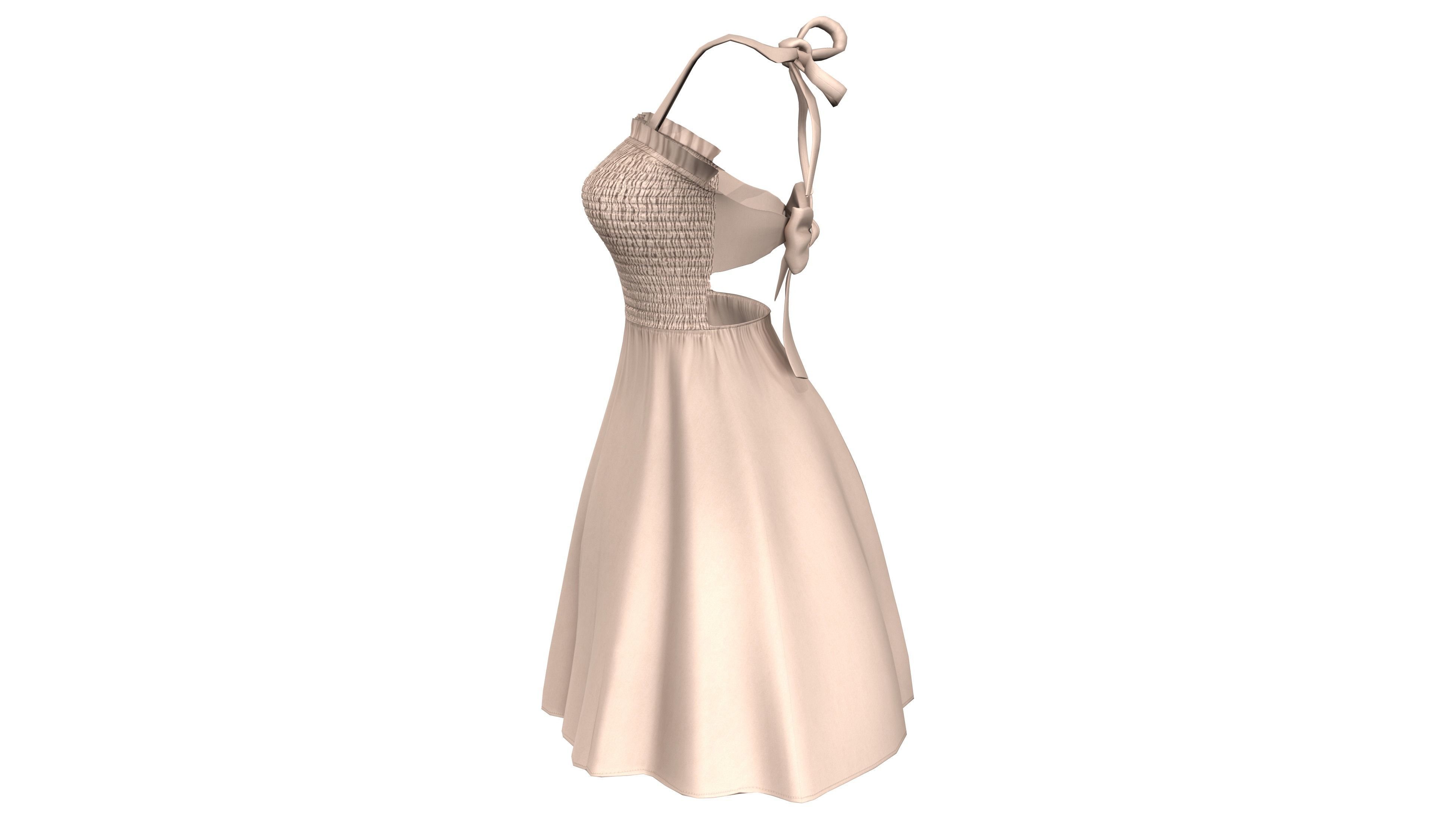 3D model Tie Backless Bodice Halter Dress VR / AR / low-poly | CGTrader
