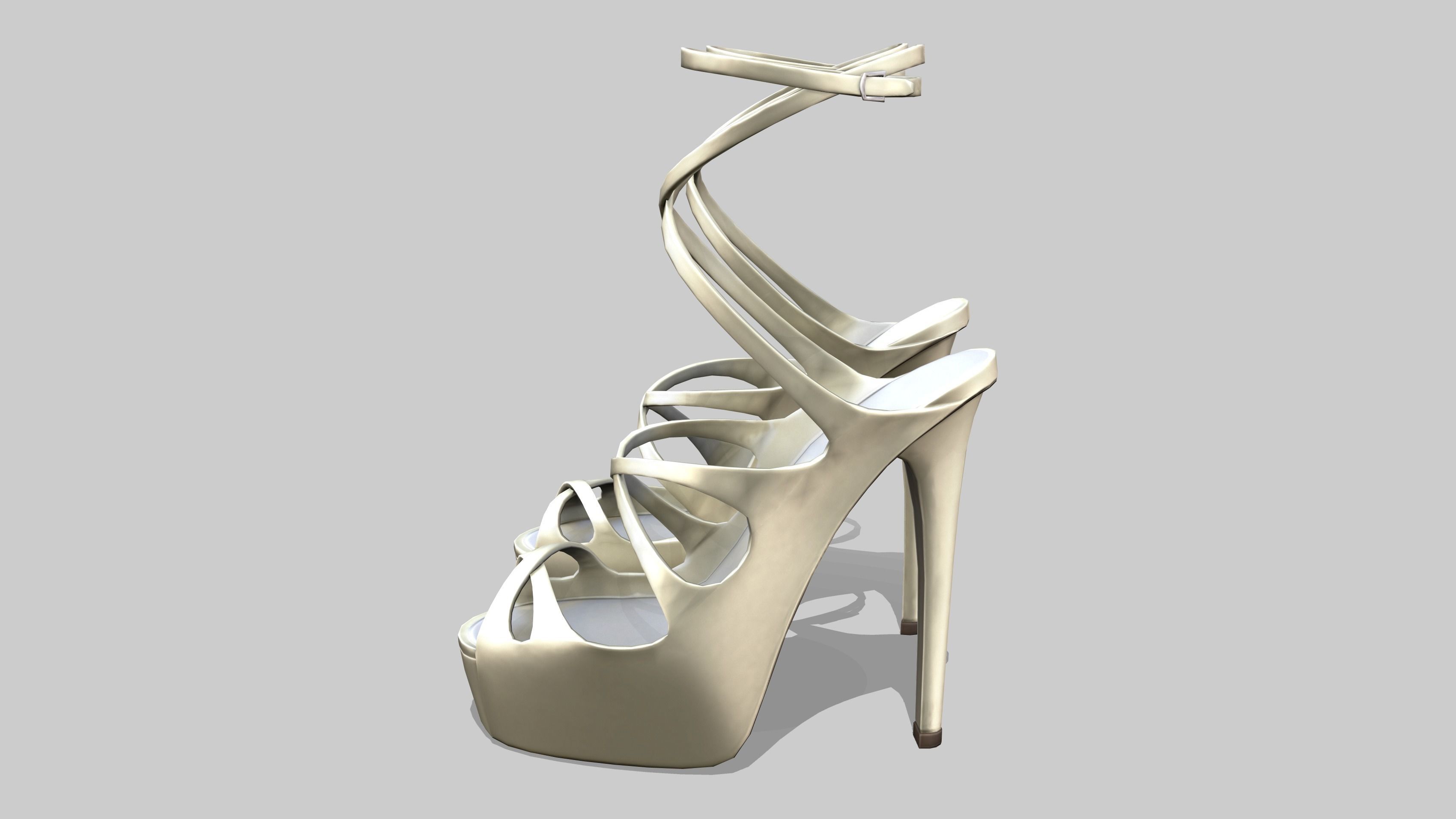 3D model Gold Wrap High Heel Sandals VR / AR / low-poly | CGTrader
