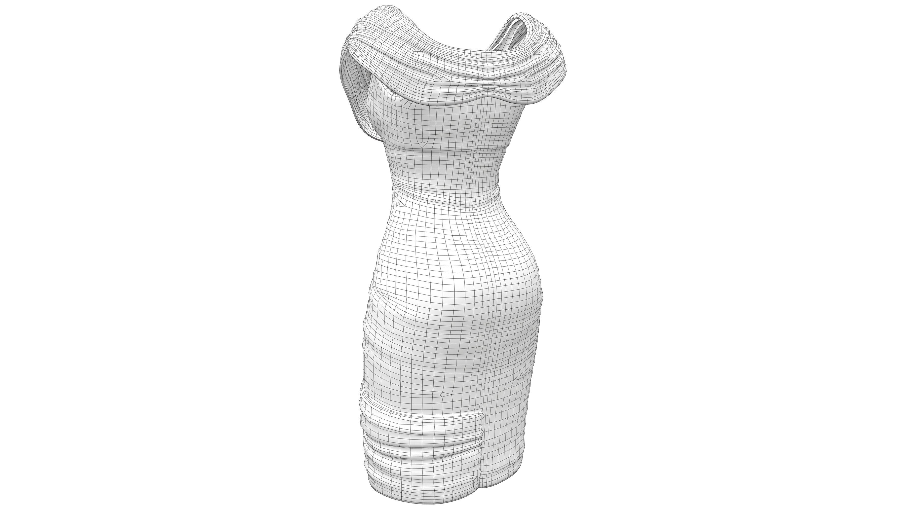3D model Female Wrap Bodice Dress VR / AR / low-poly | CGTrader