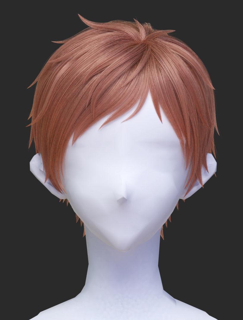 Anime Male Short Hairstyles Blender Particle System 3d Model Cgtrader