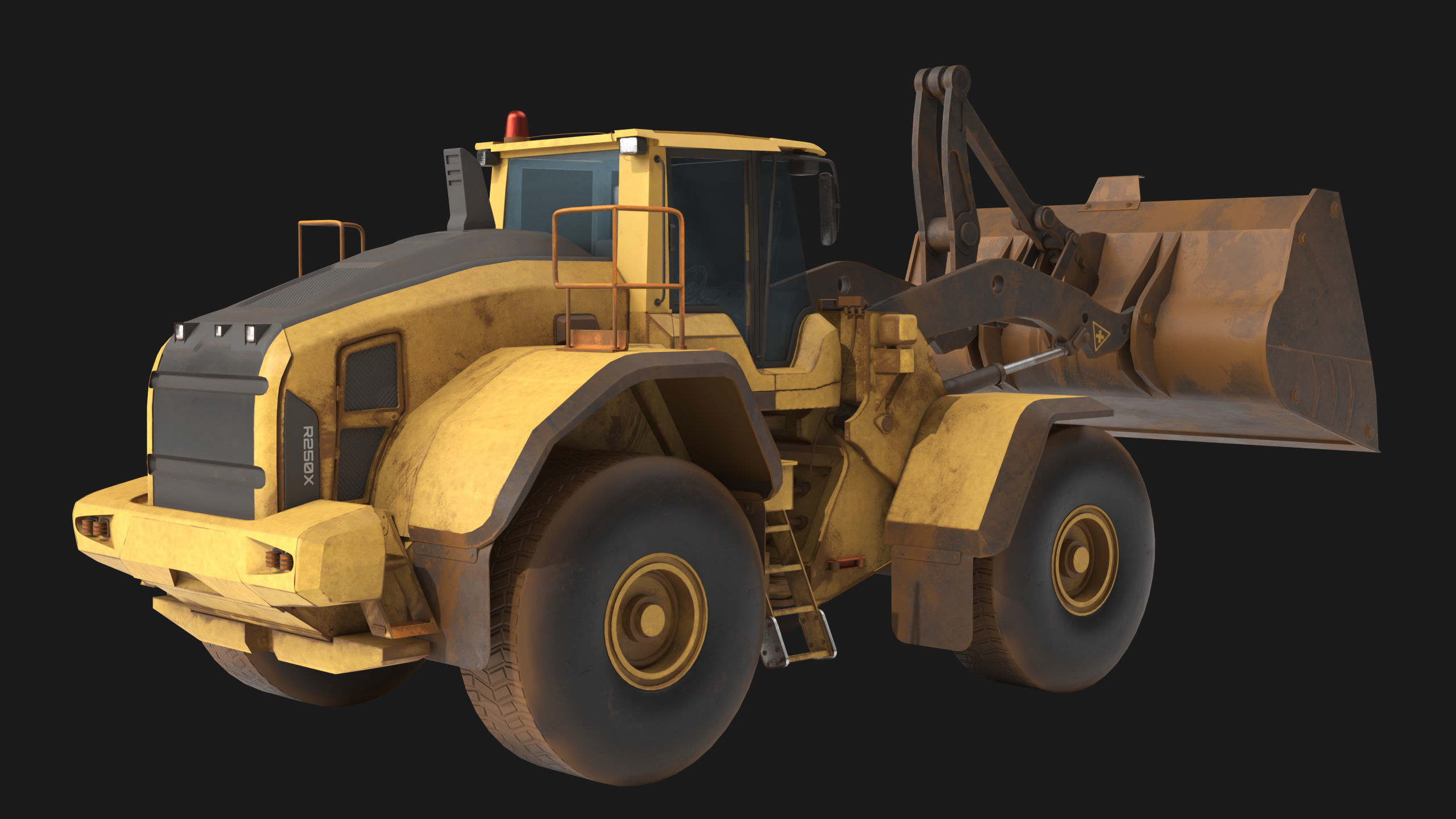 3D model Dirty Mining Truck 02 Wheel Loader All PBR Unity UE Textures ...