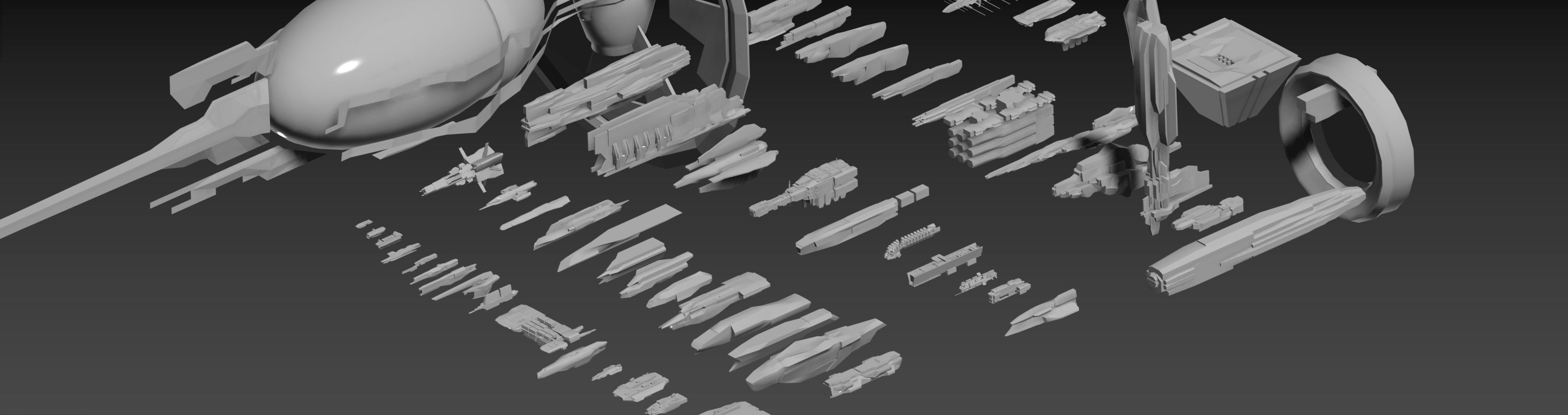 spaceships low-poly set 01 3D model | CGTrader