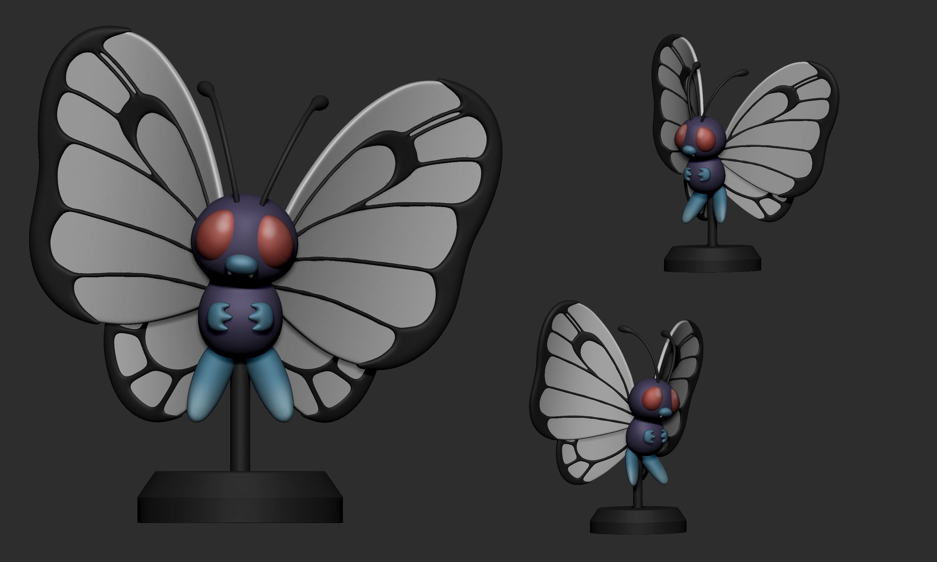 Pokemon - Caterpie Metapod and Butterfree with 2 poses 3D model 3D ...