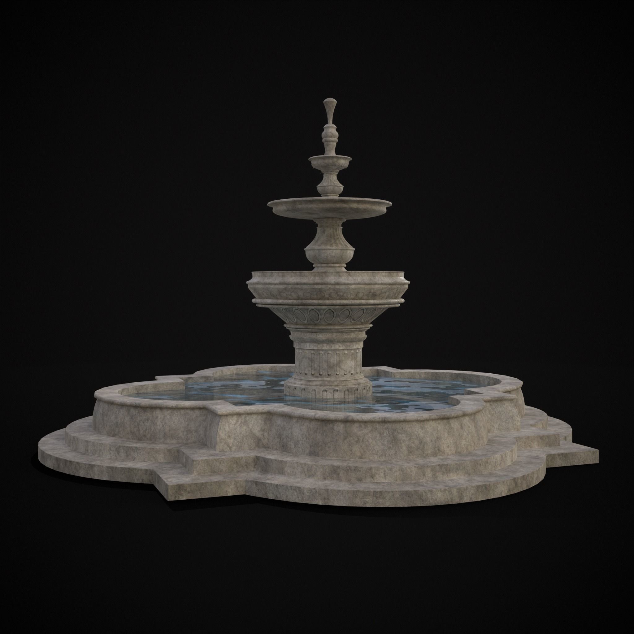 3D model Large Stone Water Fountain VR / AR / low-poly | CGTrader