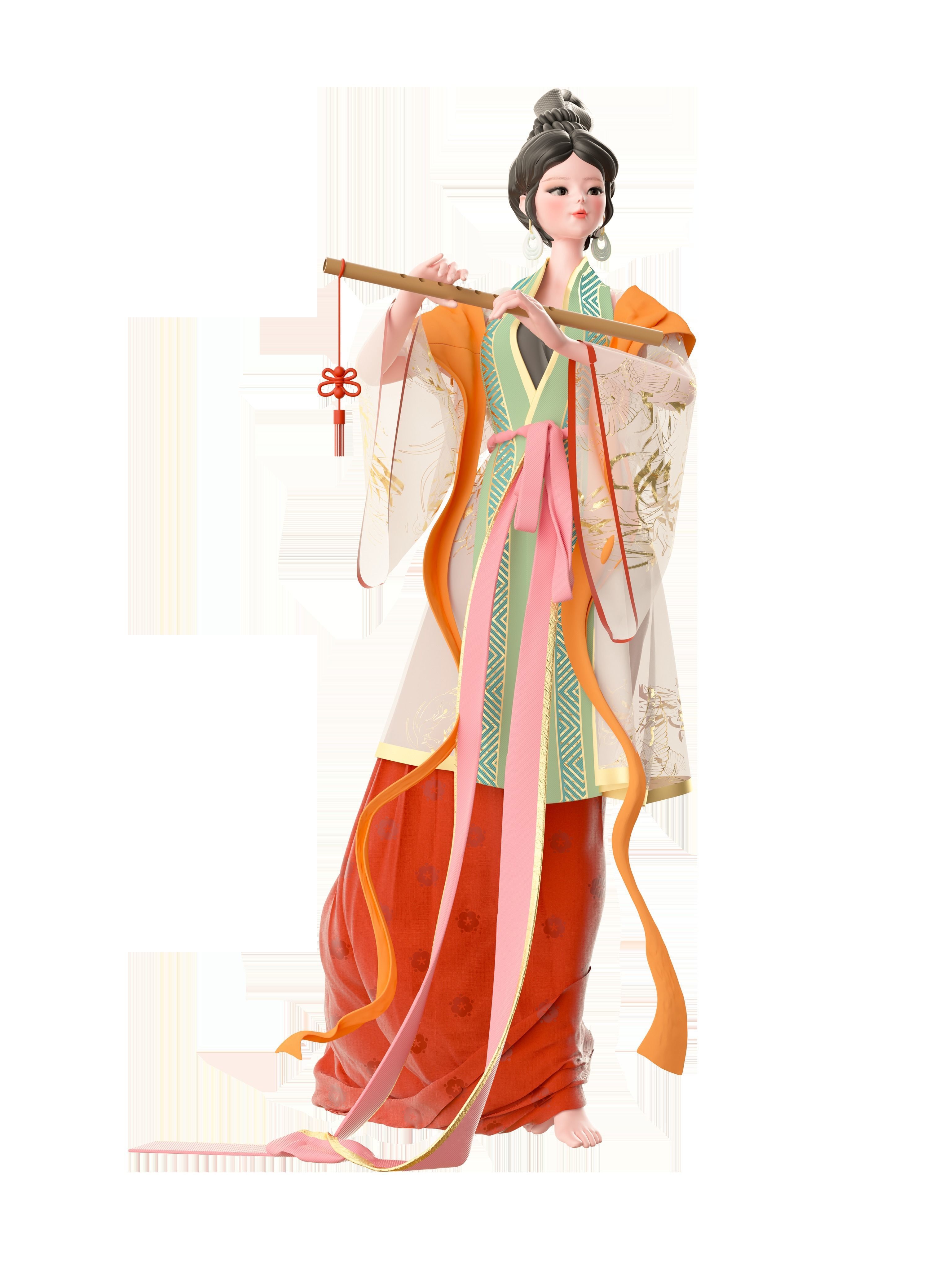 Ancient Beauty with Chinese Style 3D model | CGTrader