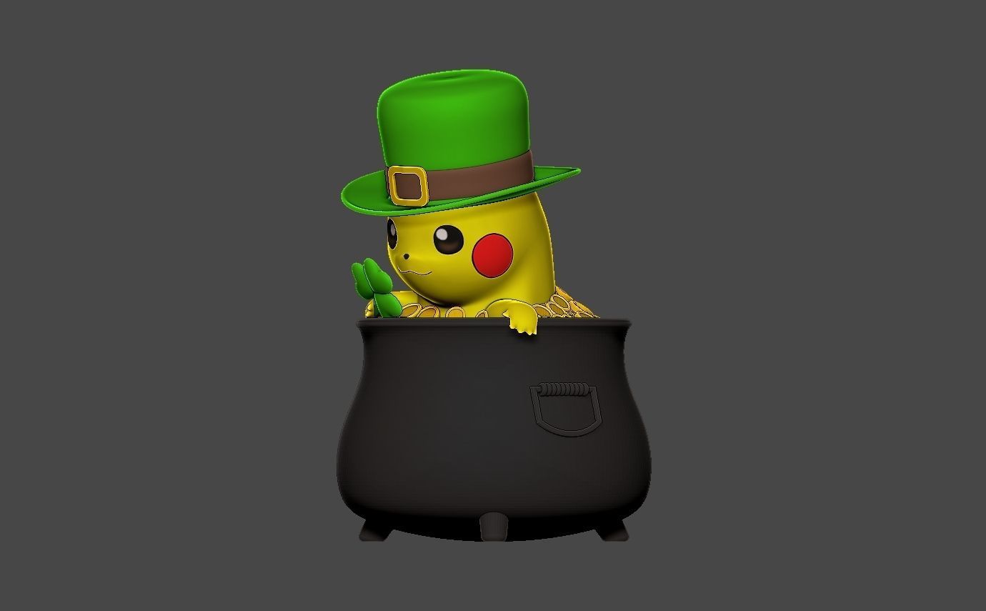 Pokemon Pikachu St patrick day free free 3D model 3D printable | CGTrader