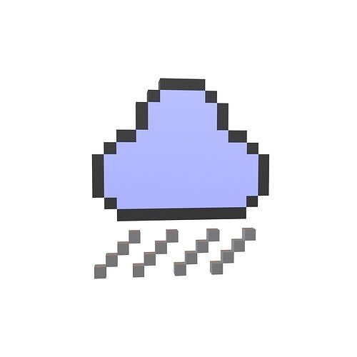3D model Pixel Cloud With Rain V1 008 VR / AR / low-poly | CGTrader