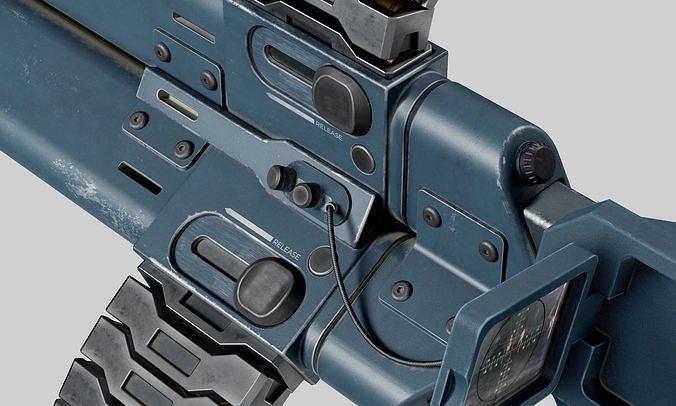 3D model Type-Three-barreled heavy machine gun Game-ready VR / AR / low ...