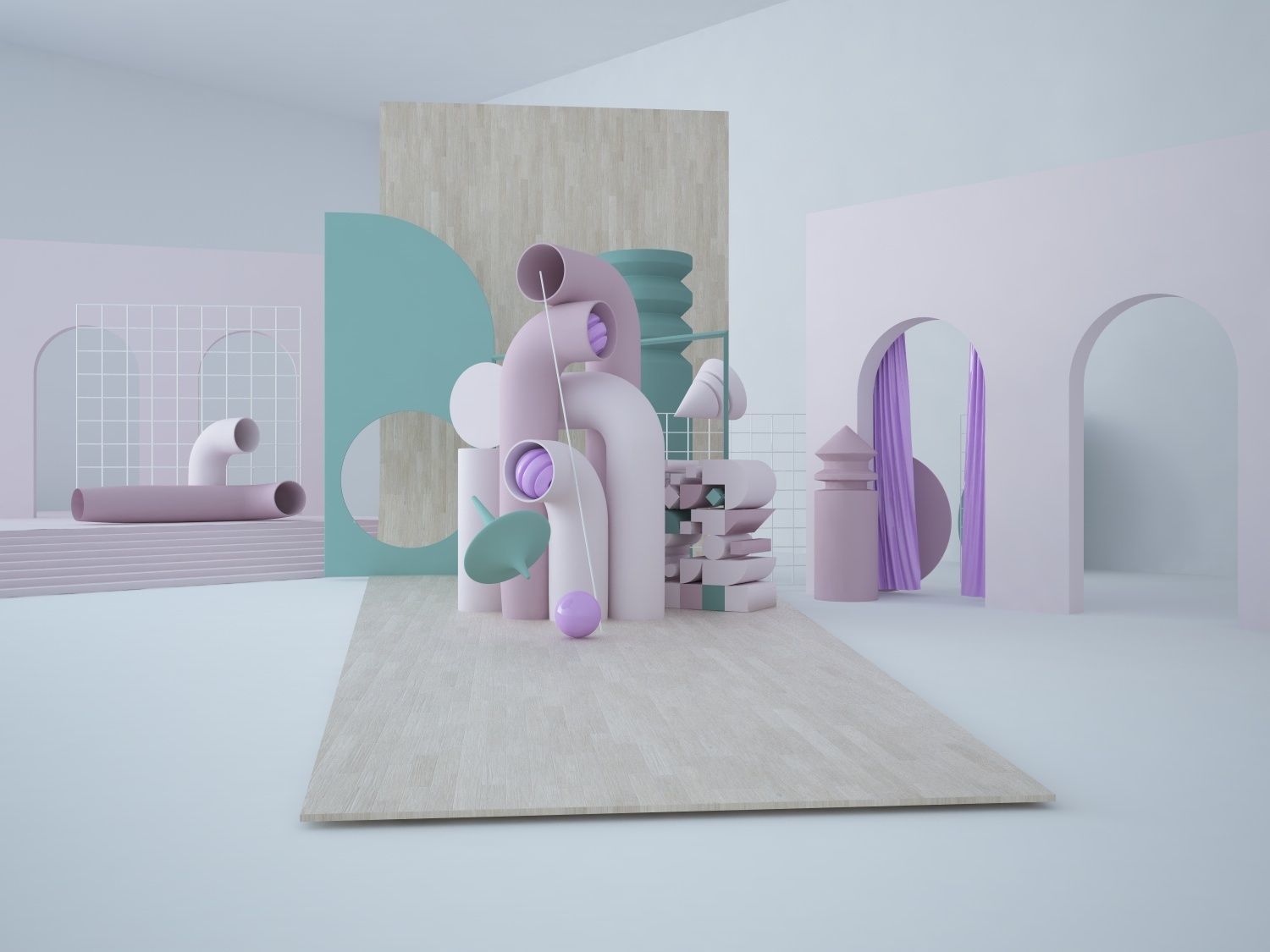 Piped abstract scene 3D model | CGTrader