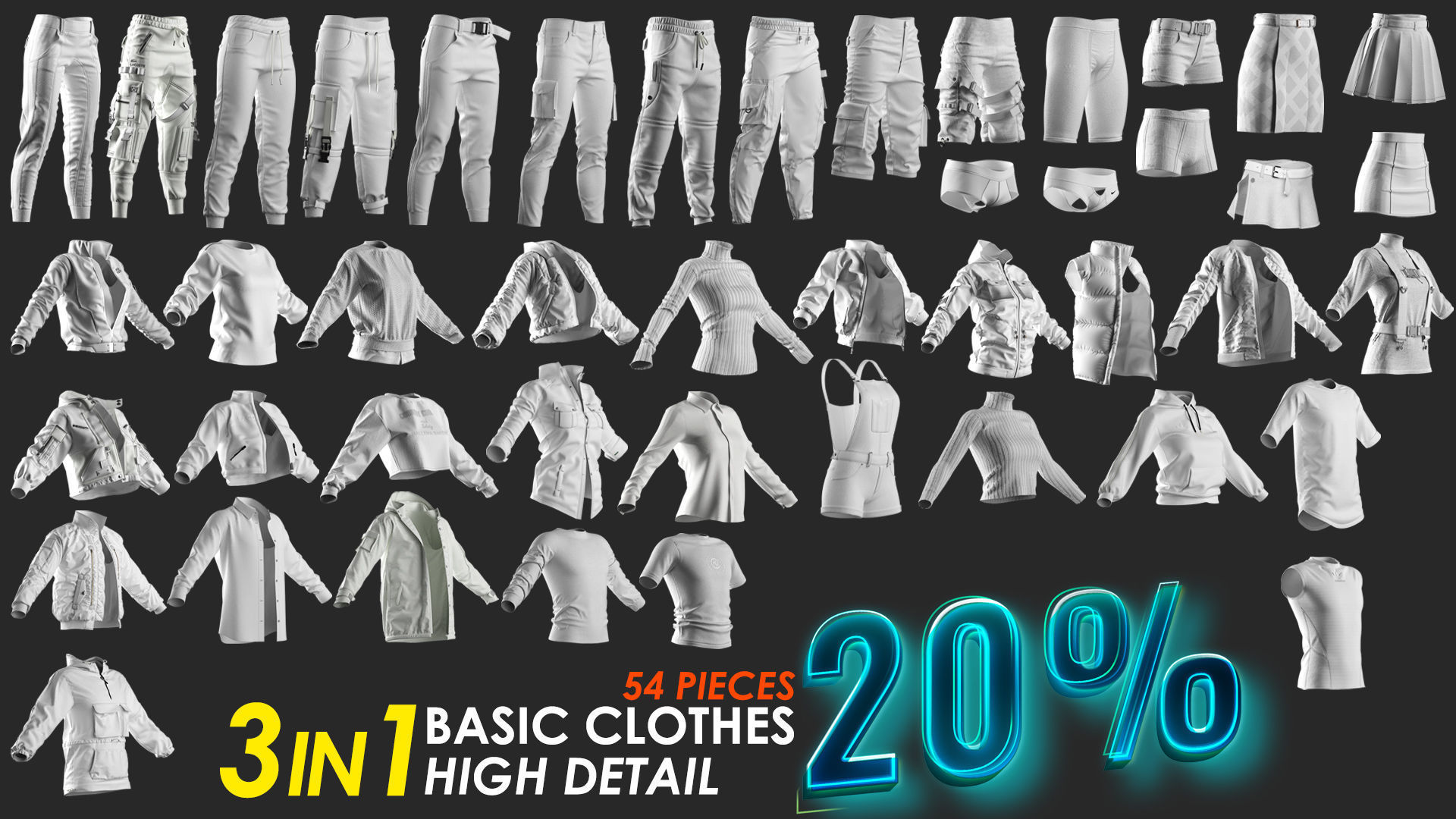 3 in 1 Basic Womens Clothes Pack -BUNDLE-20 OFF- Marvelous - CLO 3D ...