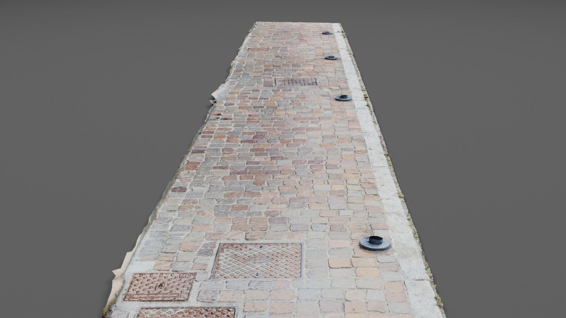 Street cobblestone granite sidewalk raw scan 3D model | CGTrader