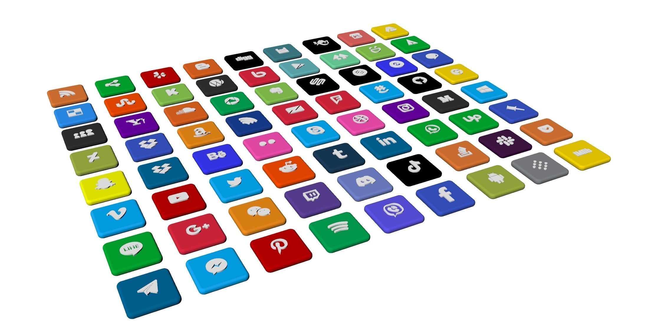 3D model Social Media 3D Icon - 288 Pcs VR / AR / low-poly | CGTrader