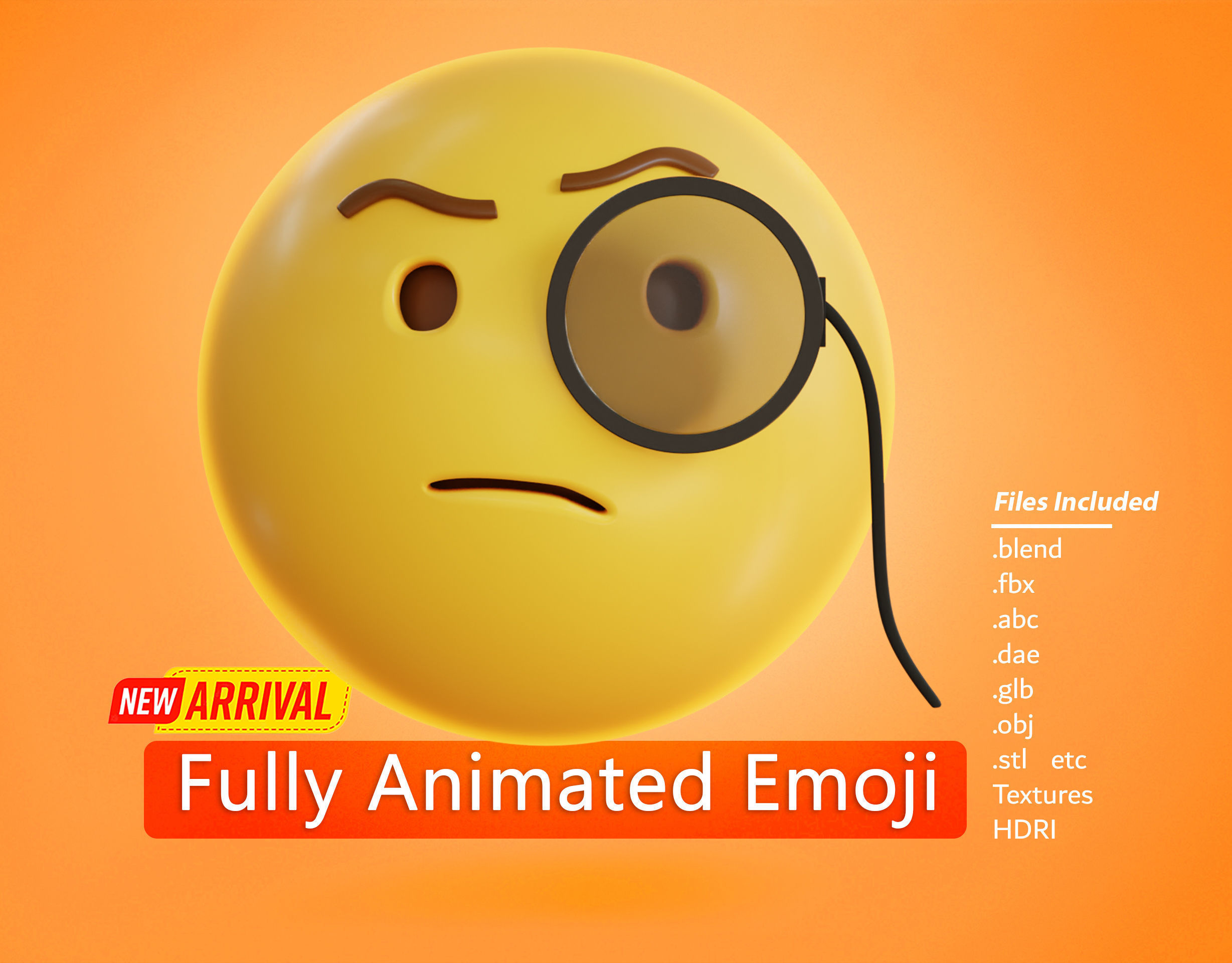 3D model Thinking Monocle Animated Emoji VR / AR / low-poly | CGTrader