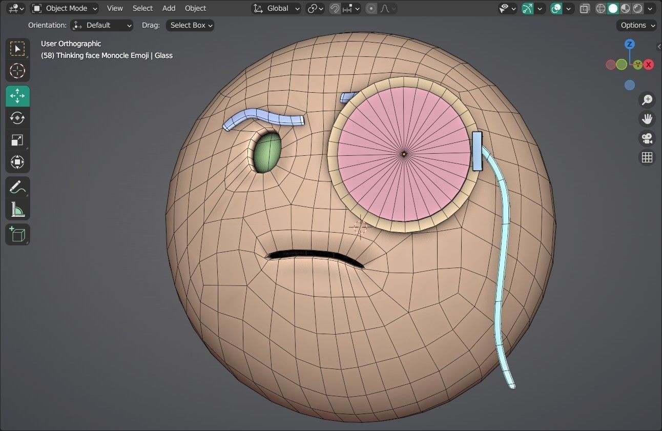 3D model Thinking Monocle Animated Emoji VR / AR / low-poly | CGTrader