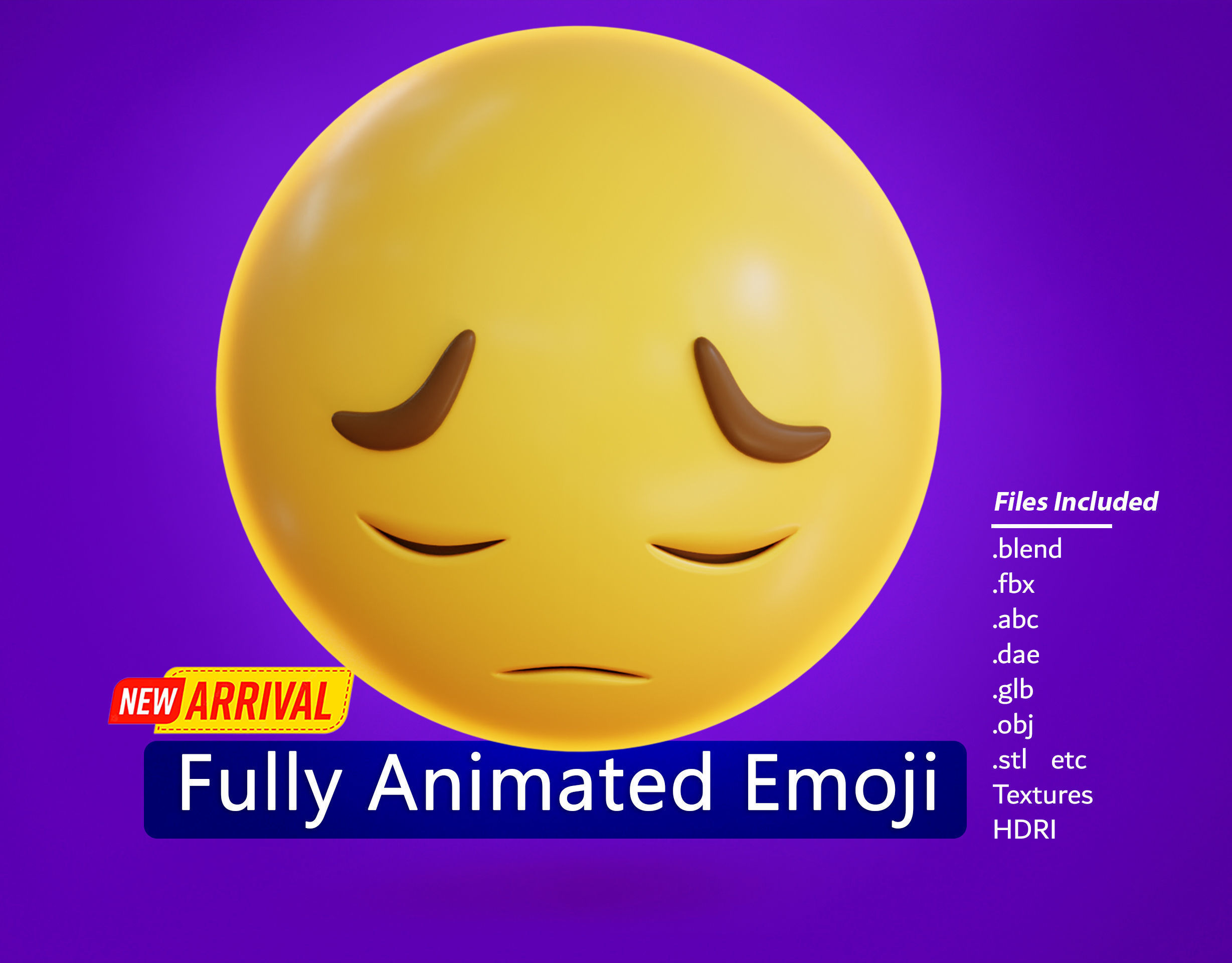 3D model Sad pensive face Animated Emoji VR / AR / low-poly | CGTrader