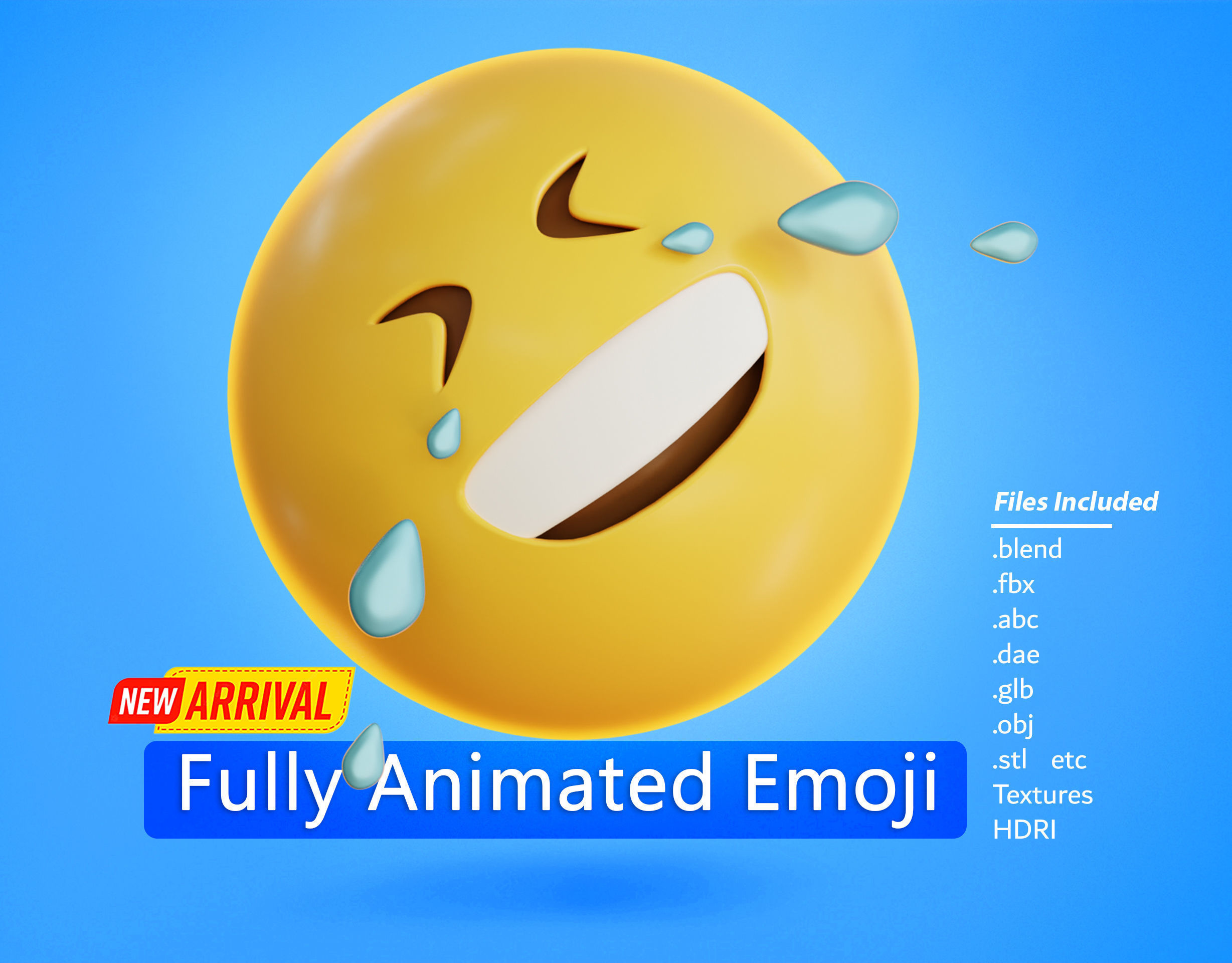 3D model Rolling on the floor laughing face Animated Emoji VR / AR ...