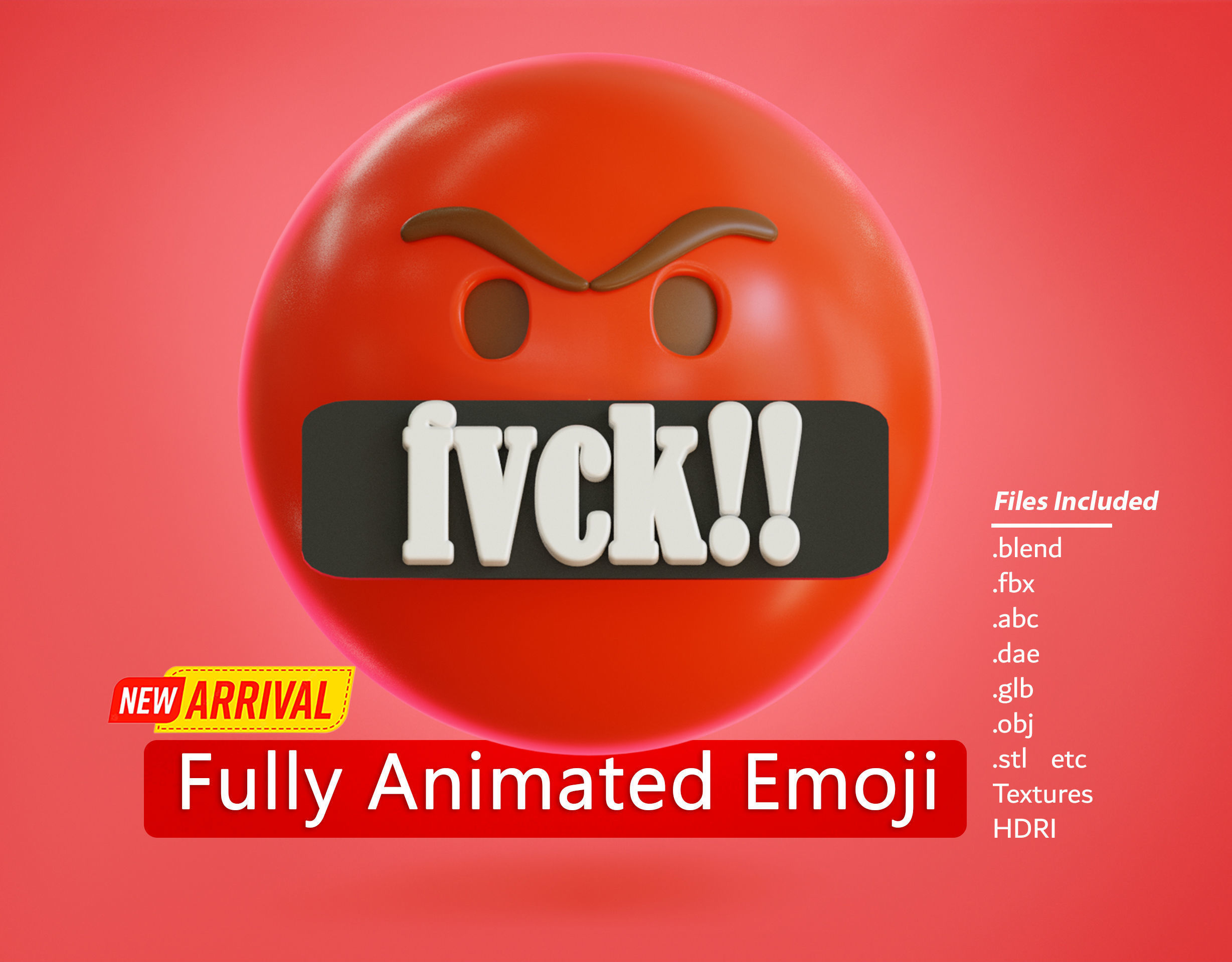 3D model Mad face Animated Emoji VR / AR / low-poly | CGTrader