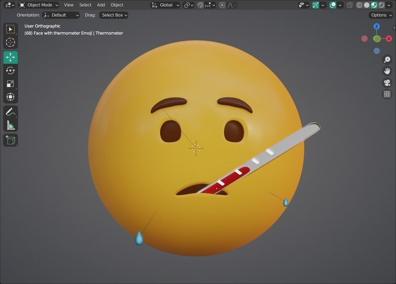 3D model Face with thermometer Animated Emoji VR / AR / low-poly | CGTrader