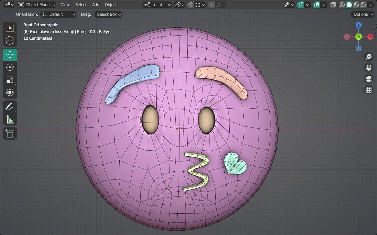 3d Model Face Blown A Kiss Animated Emoji Vr Ar Low Poly Cgtrader