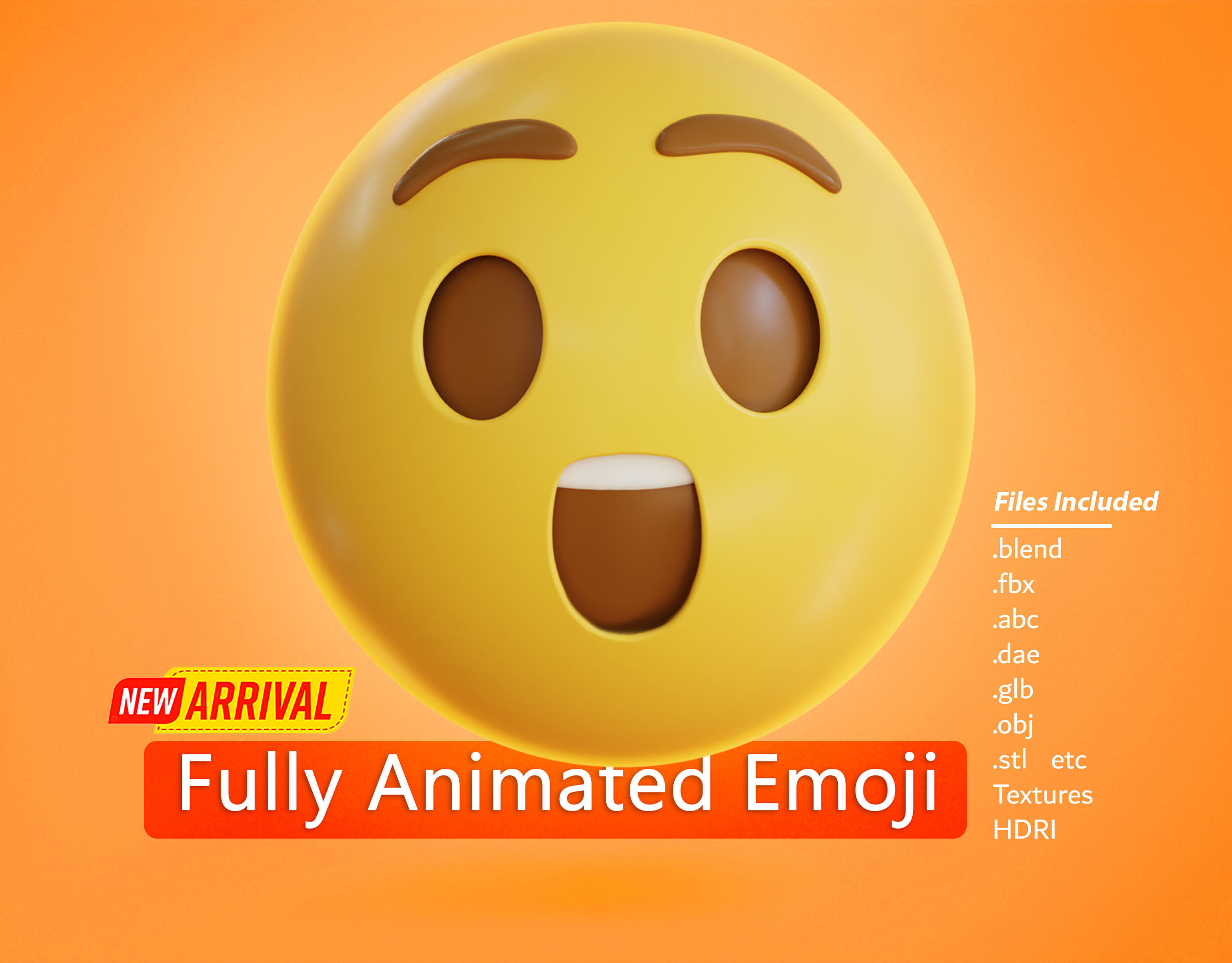 3D model Astonished face Animated Emoji VR / AR / low-poly | CGTrader