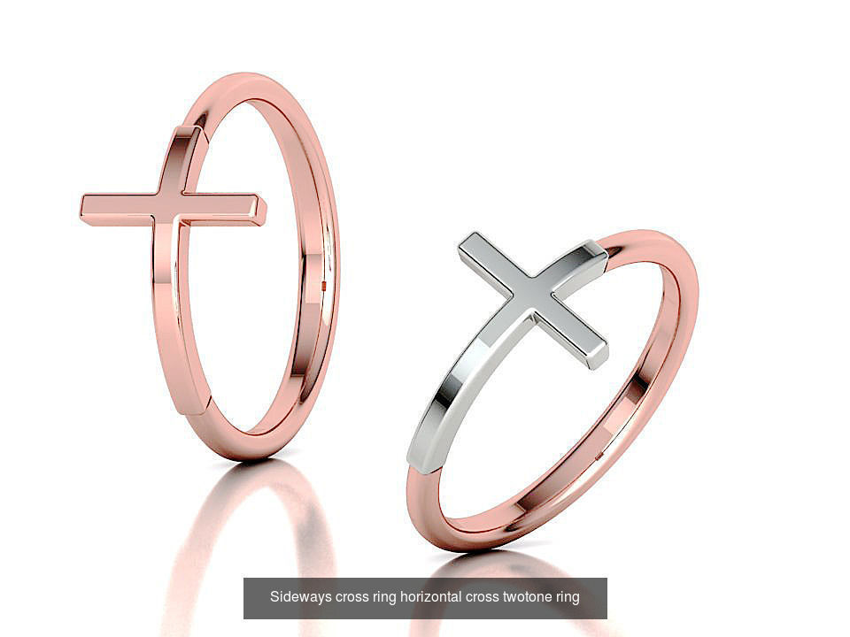 Sideways Cross Ring Two Rings TwoTone Collection with discount | CGTrader