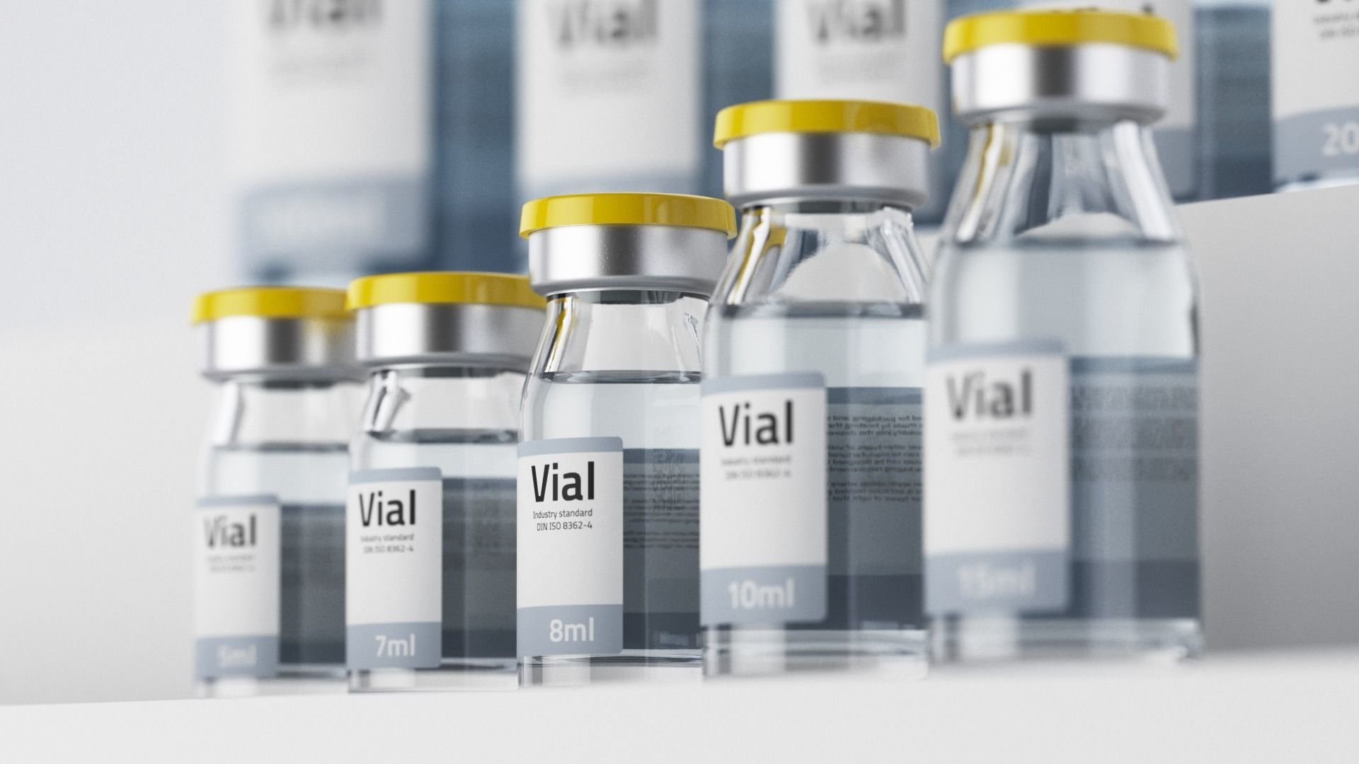 Vials molded glass industry standard DIN ISO 8362-4 in 10 sizes 3D ...