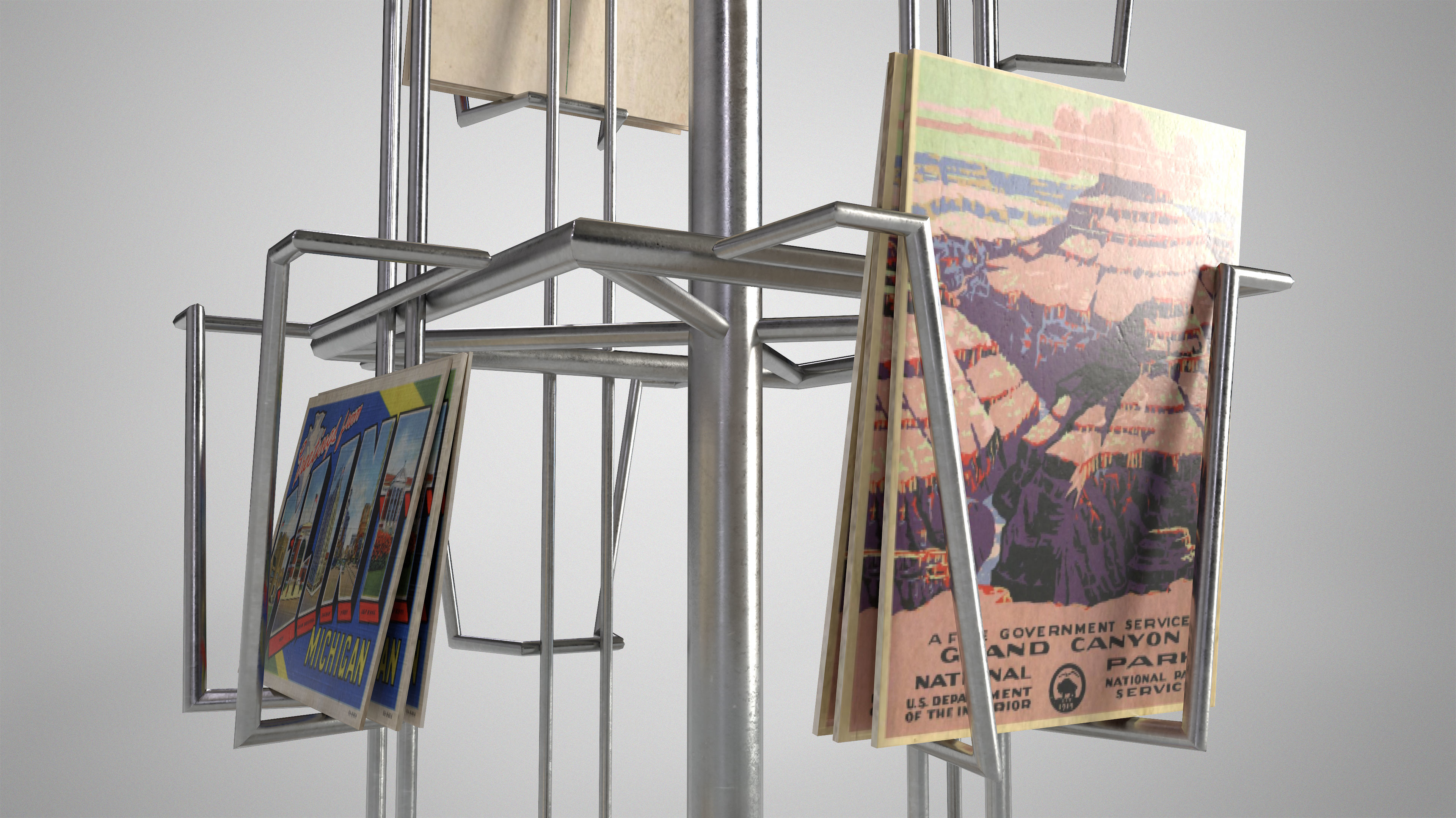 3D model Metal Postcard Display - Retro American Postcard Stand Rack VR ...