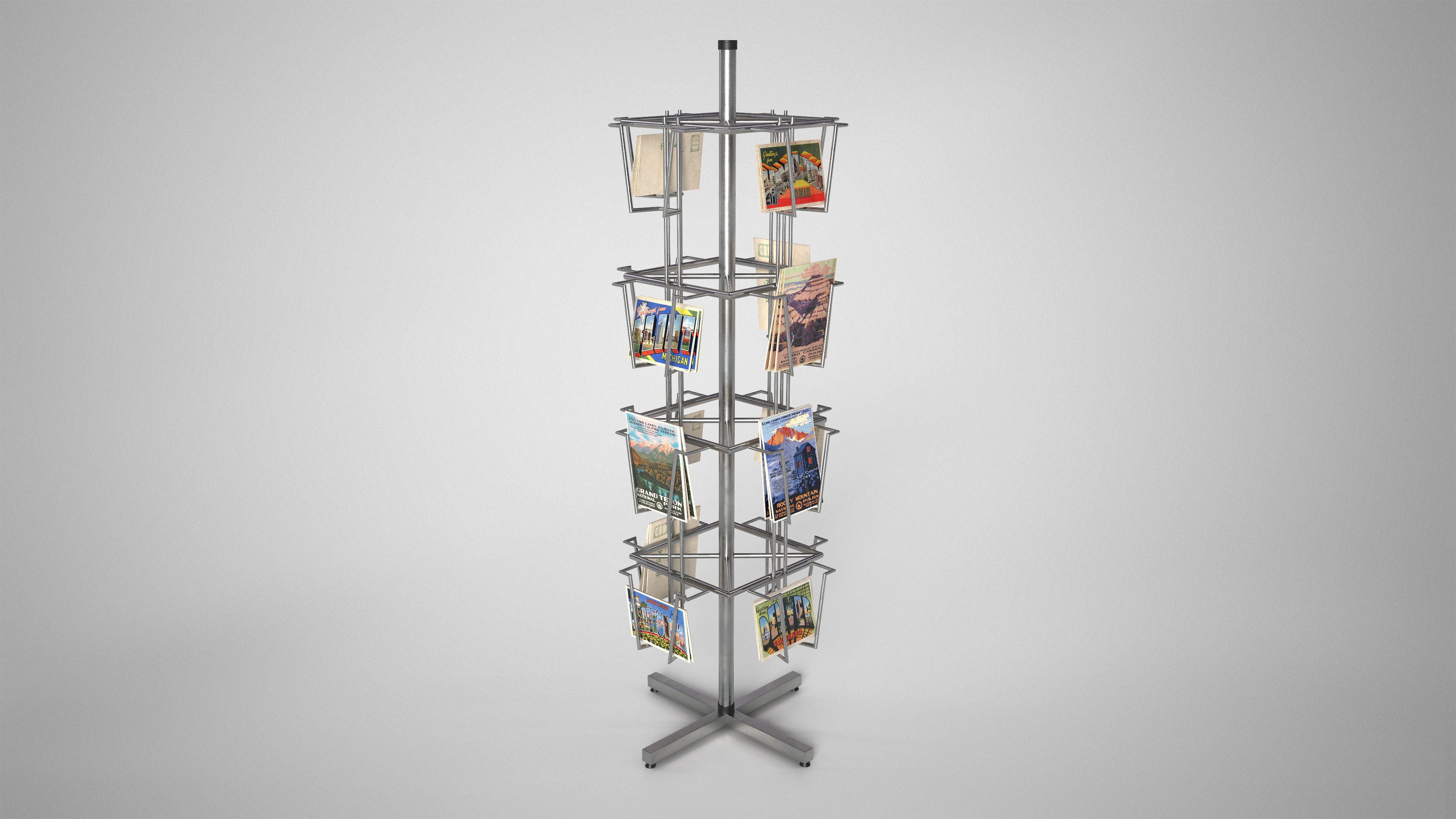 3D model Metal Postcard Display - Retro American Postcard Stand Rack VR ...
