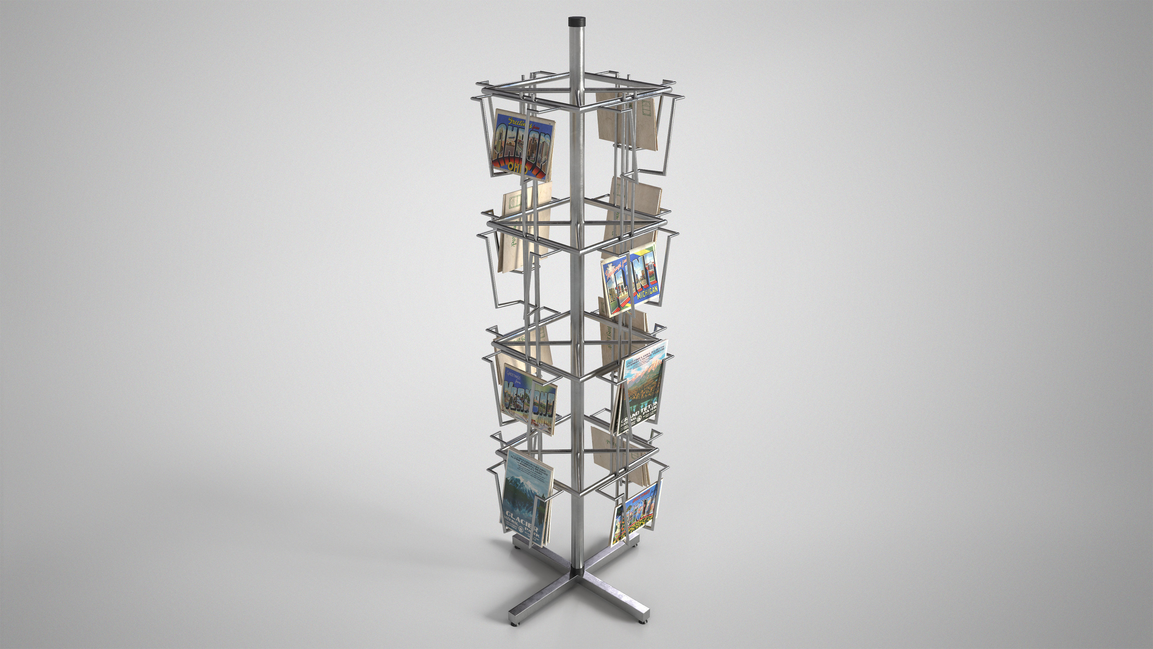 3D model Metal Postcard Display - Retro American Postcard Stand Rack VR ...