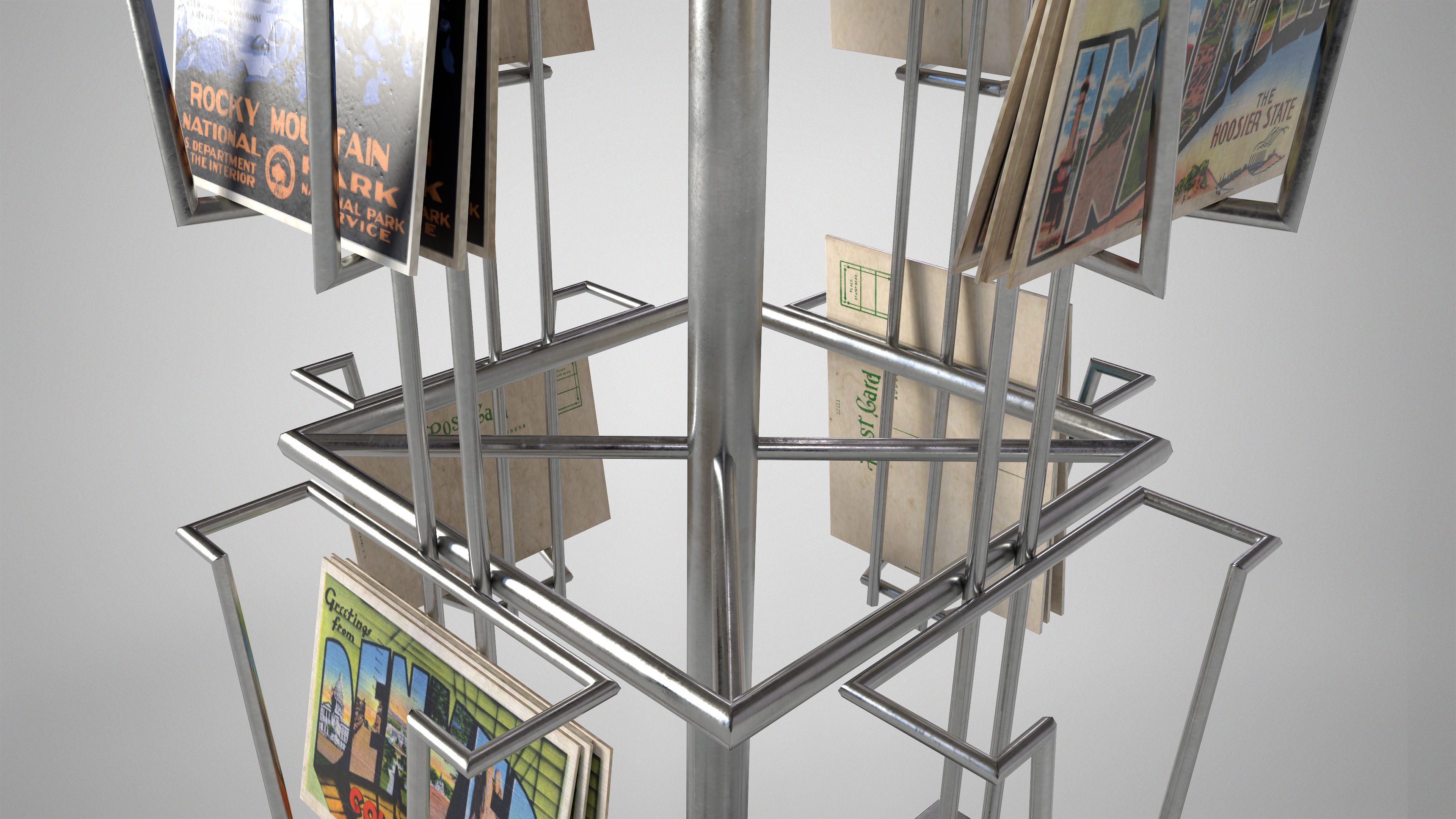 3D model Metal Postcard Display - Retro American Postcard Stand Rack VR ...