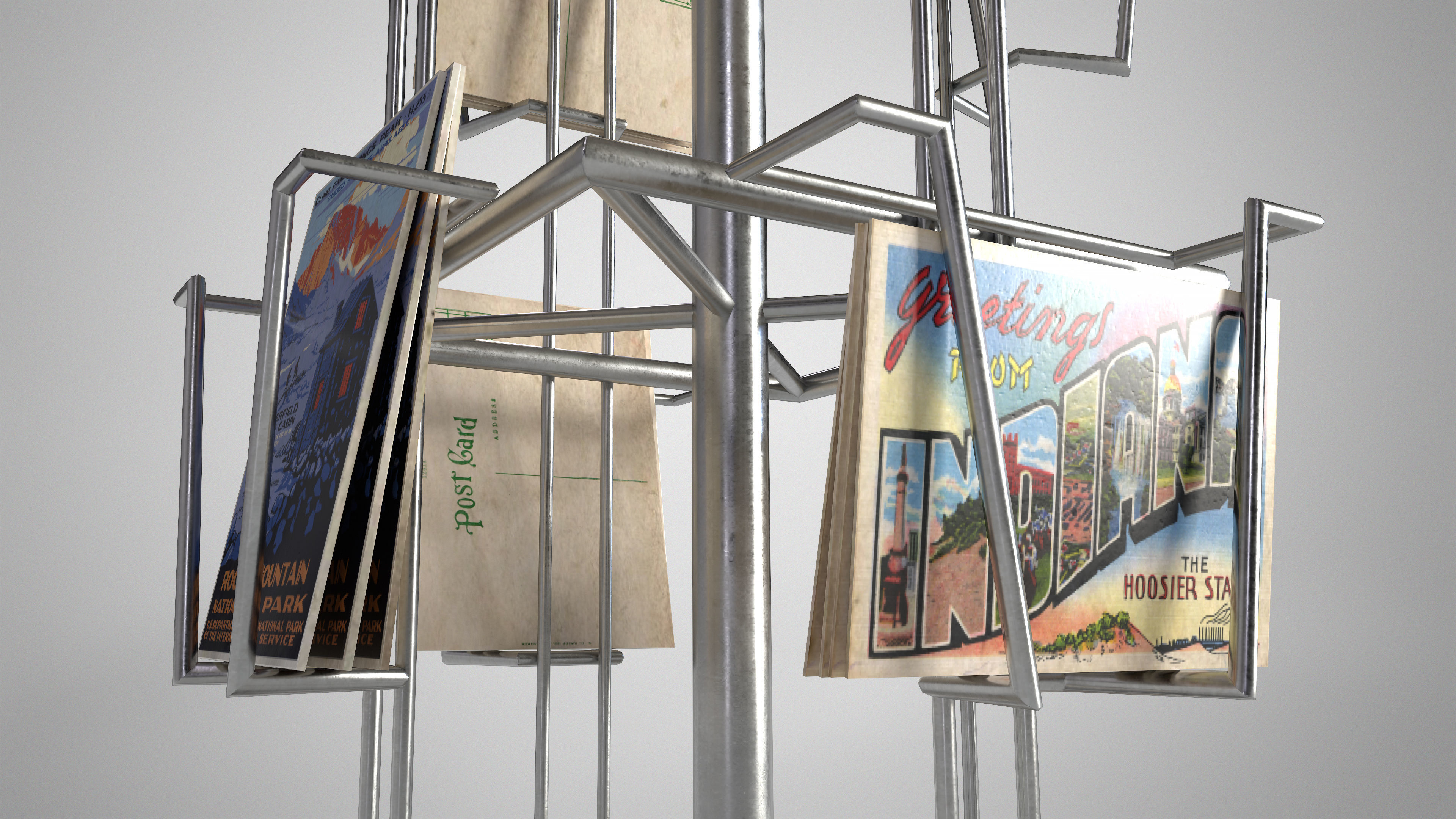 3D model Metal Postcard Display - Retro American Postcard Stand Rack VR ...